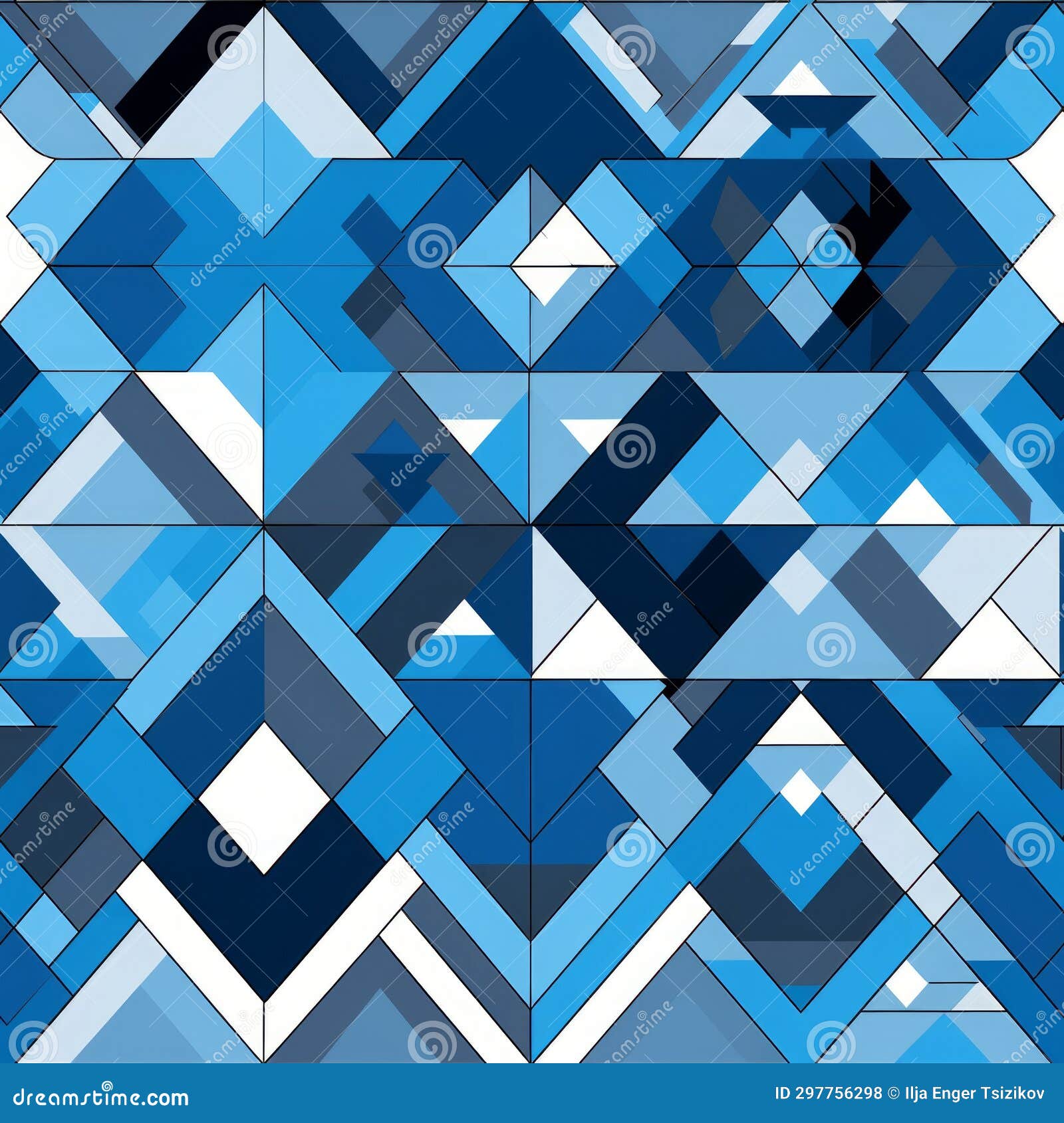 Abstract Blue Geometric Seamless Pattern Modern Background Design in ...