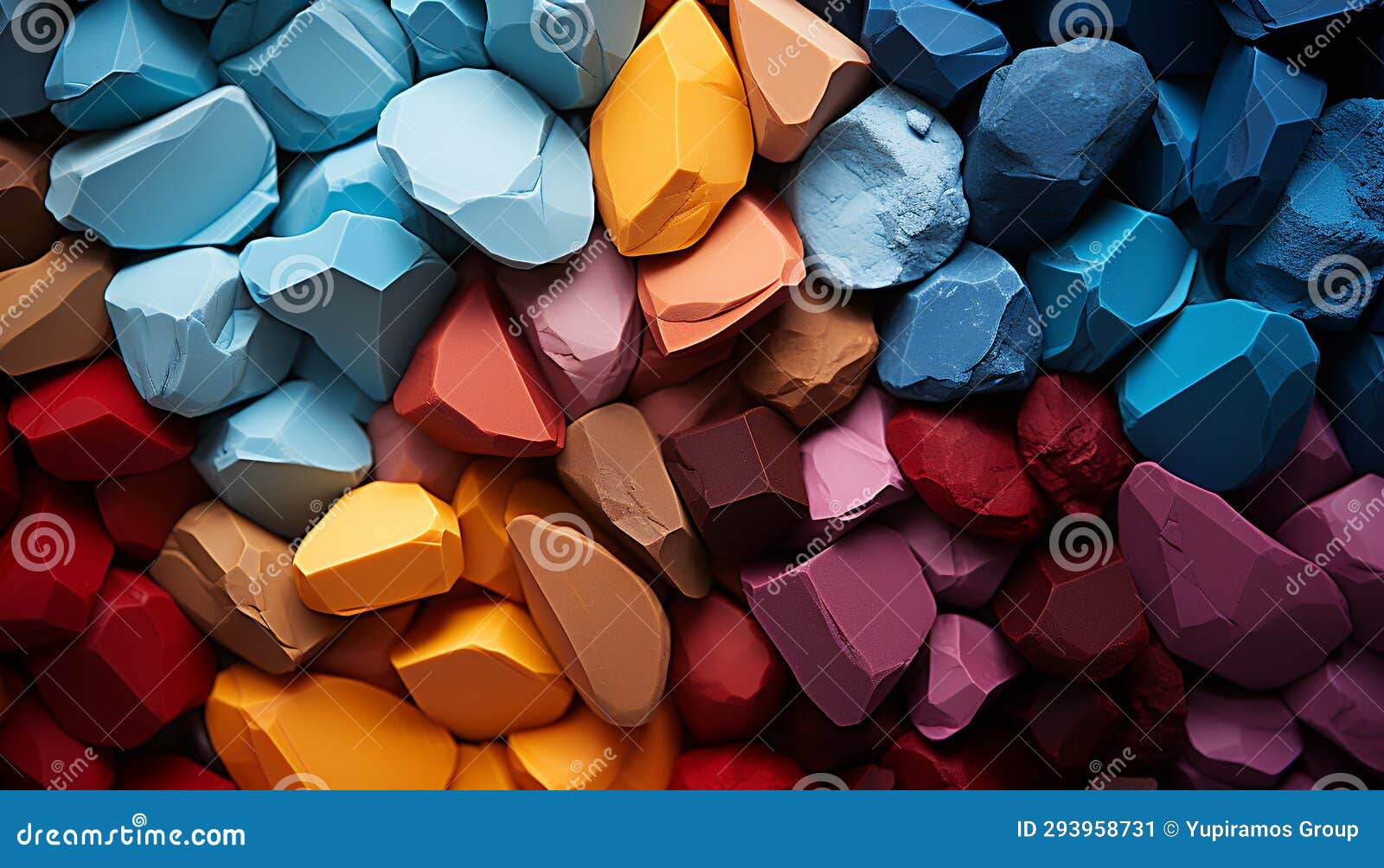 Abstract Blue Geometric Shape Stands Out in Vibrant Crowd of Objects ...