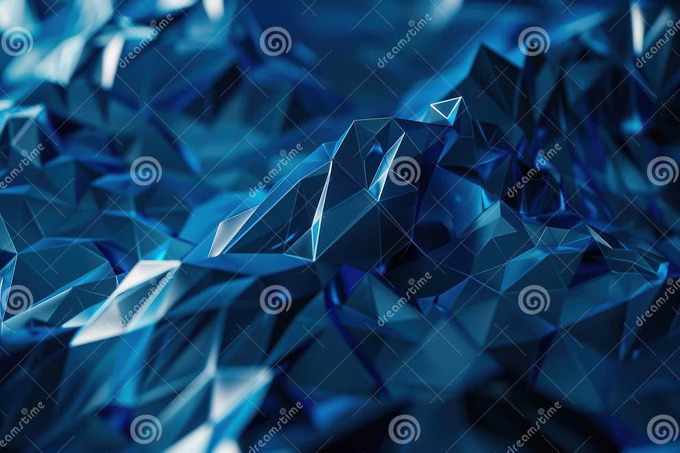 Abstract Blue Geometric Shapes with Sharp Edges and Reflections ...