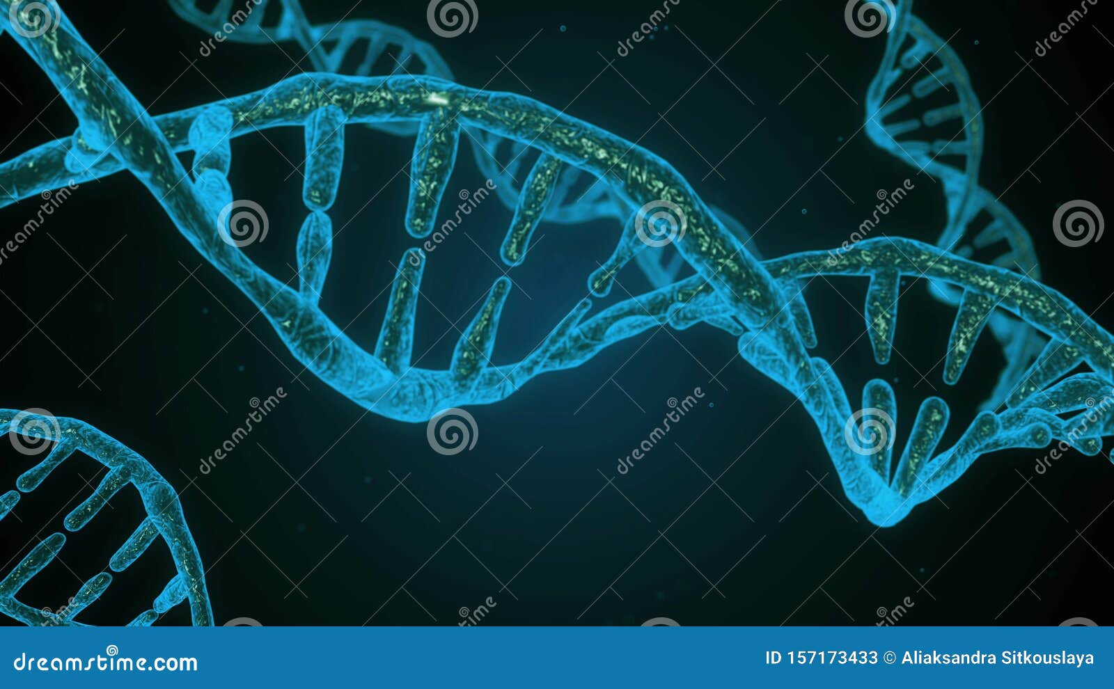 Abstract Blue Glittering DNA Double Helix with Depth of Field ...