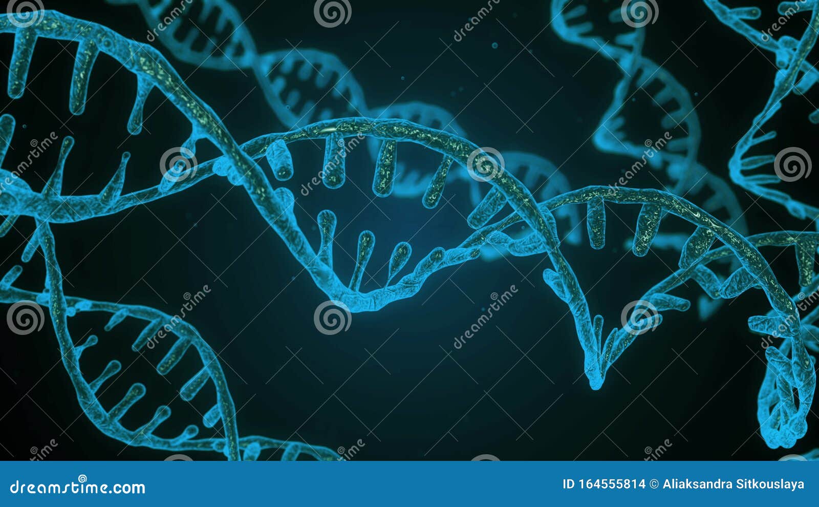 Abstract Blue Glittering DNA Double Helix with Depth of Field ...