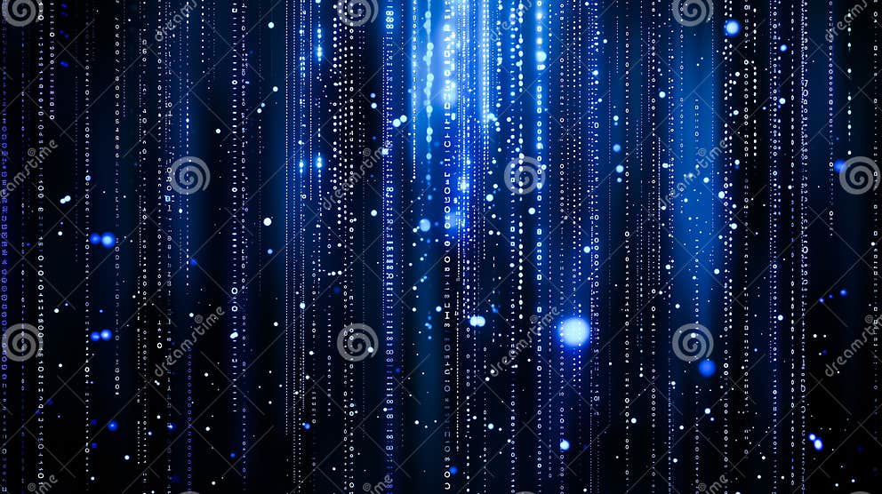 Abstract Blue Glowing Binary Code Rain on a Black Background. Stock ... Abstract Blue Glowing Binary Code Rain on a Black Background. Stock ...