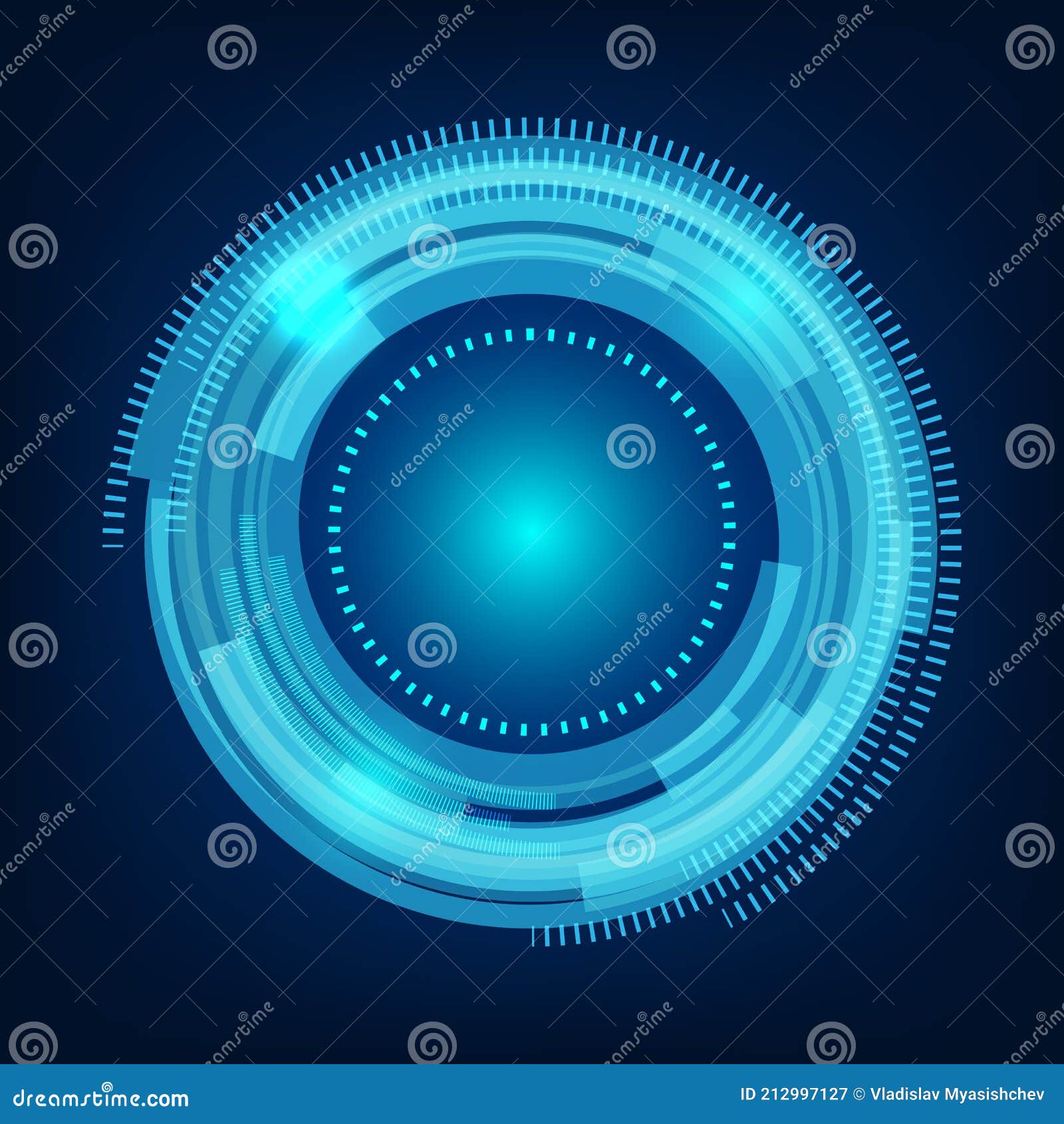 Abstract Blue Glowing Circle on Dark Background Stock Vector ...