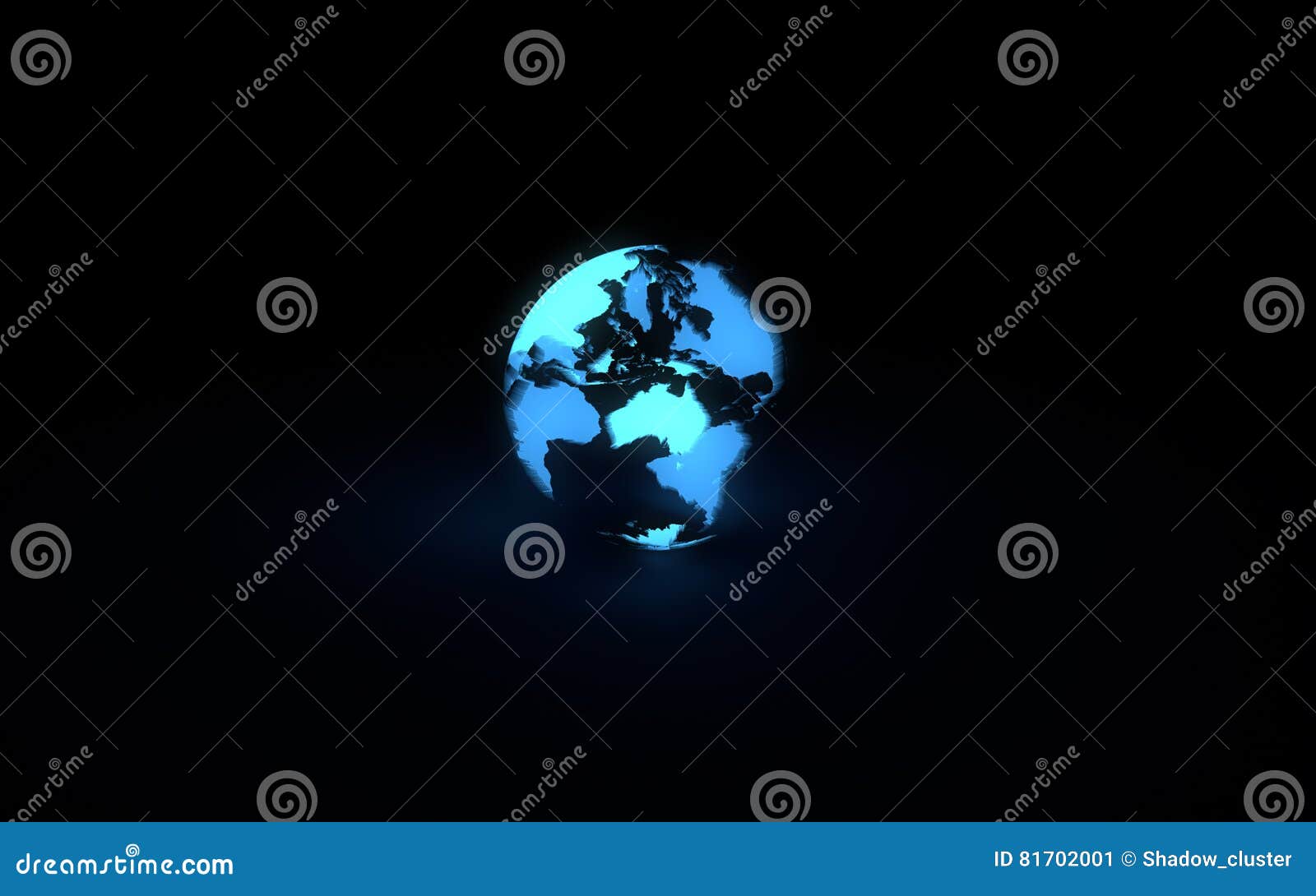 Abstract Blue Glowing Earth Globe on Black Background Stock ...