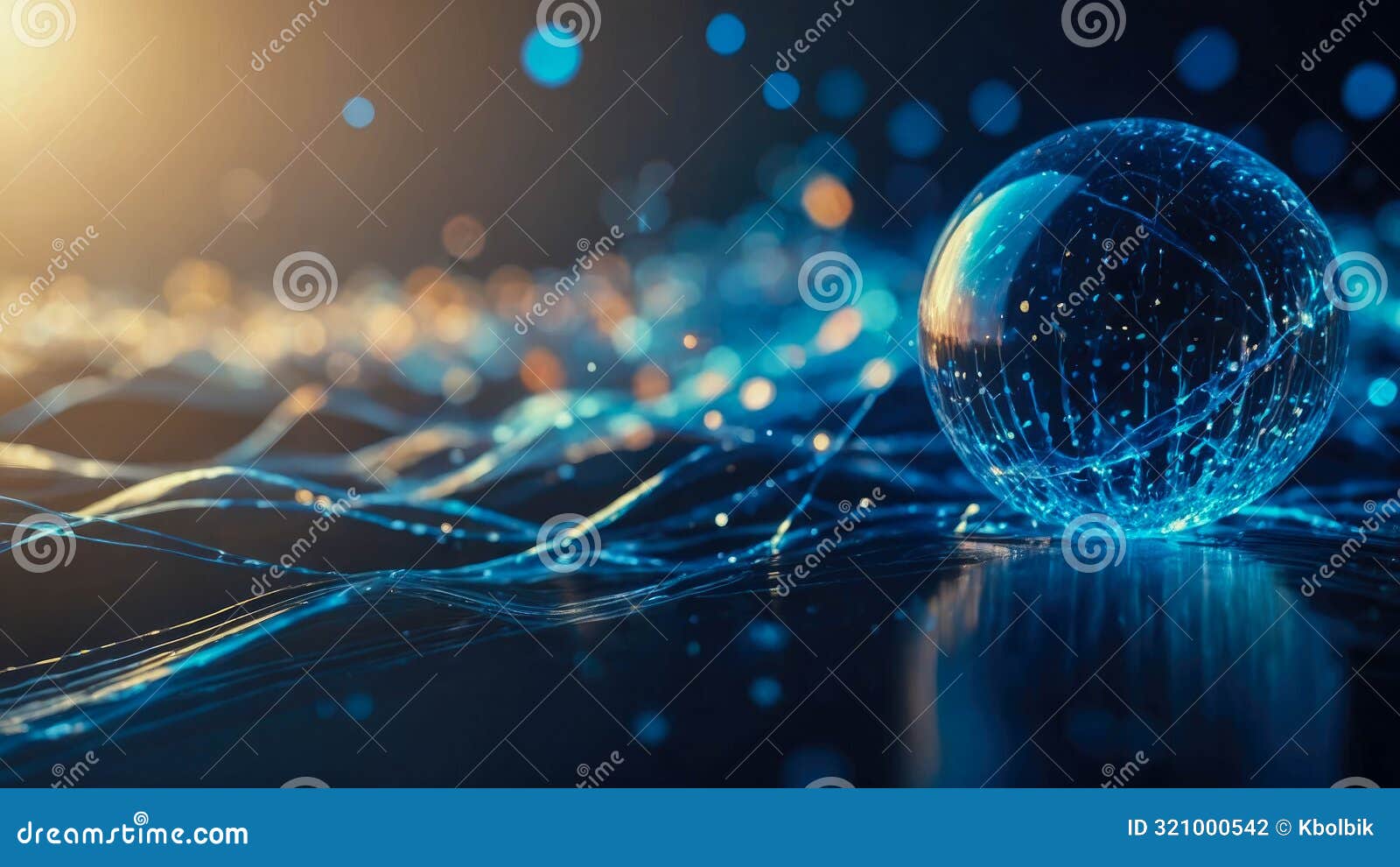 Abstract Blue Glowing Energy Magic Bright High Tech Sphere Ball Circle ...