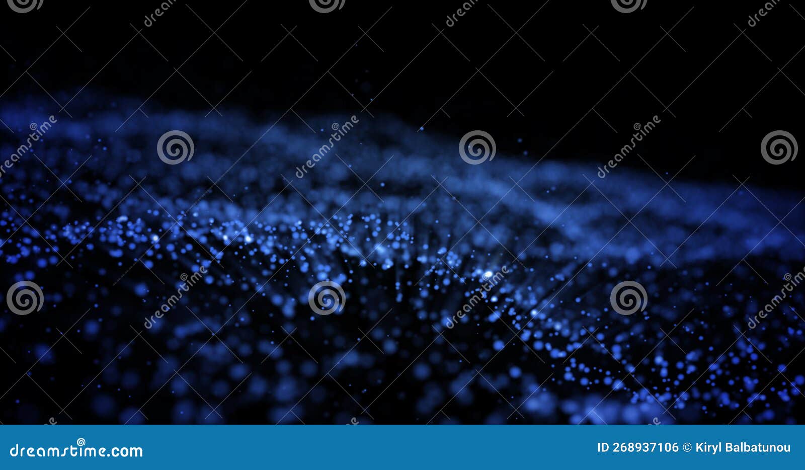 Abstract Blue Glowing Energy Waves from Particles and Magical Dots with ...