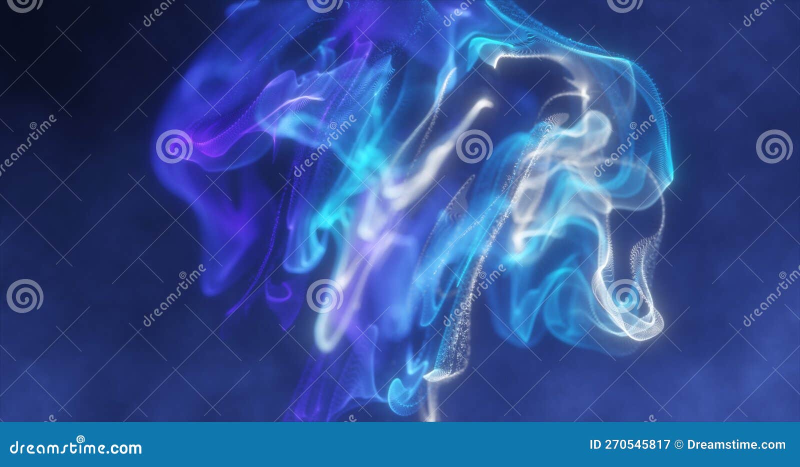 Abstract Blue Glowing Fluid of Particles and Waves Abstract Liquid ...