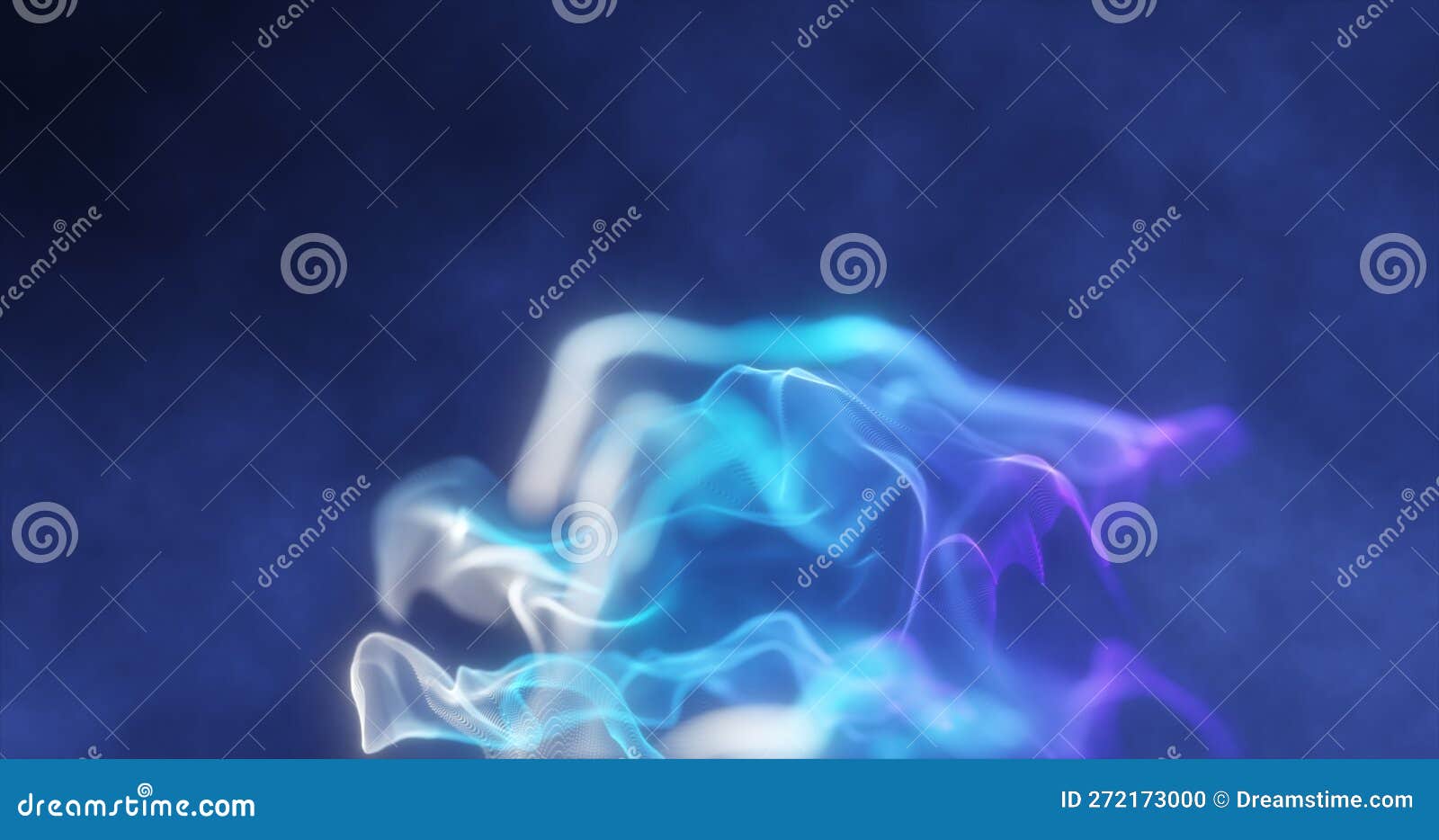 Abstract Blue Glowing Fluid of Particles and Waves Abstract Liquid ...