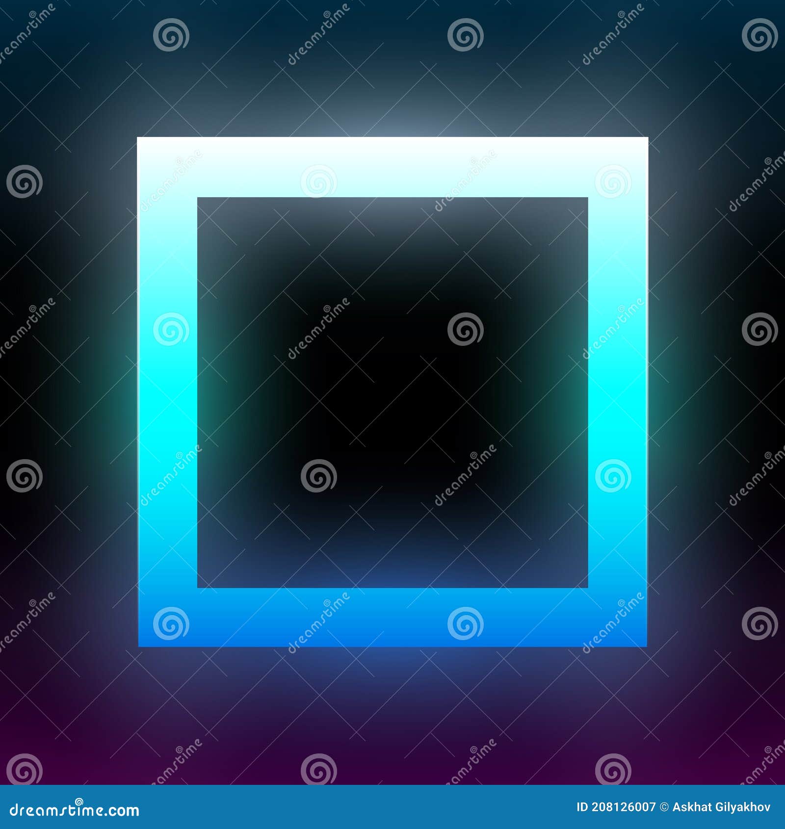 Abstract Blue Glowing Square. Geometric Rectangular Shape with Vibrant ...