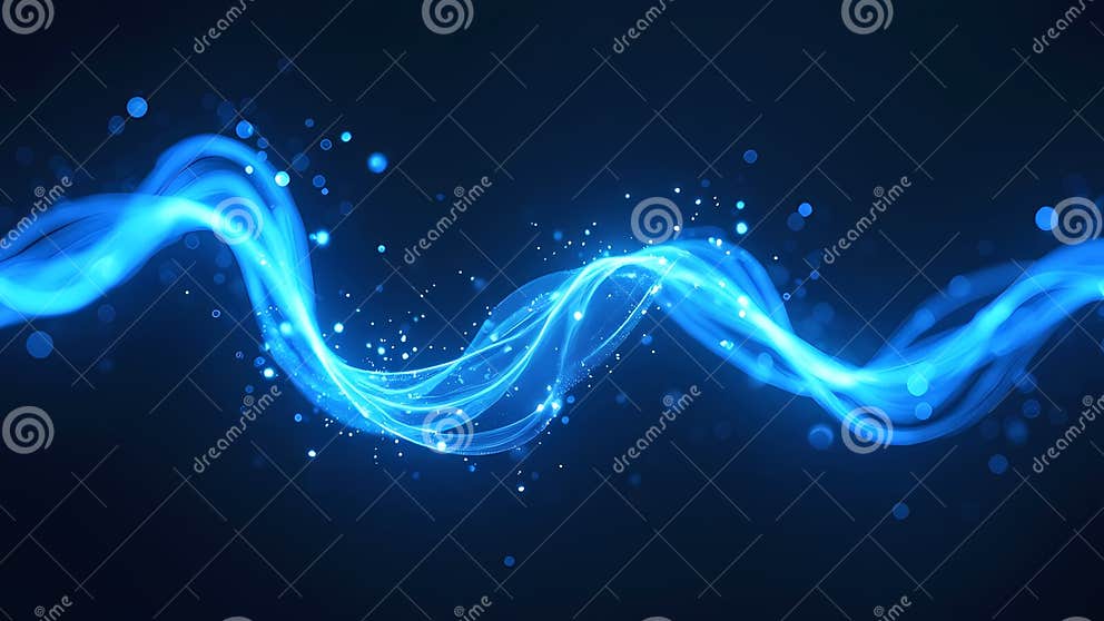 Abstract Blue Glowing Wave Energy Flow Stock Photo - Image of glow ...