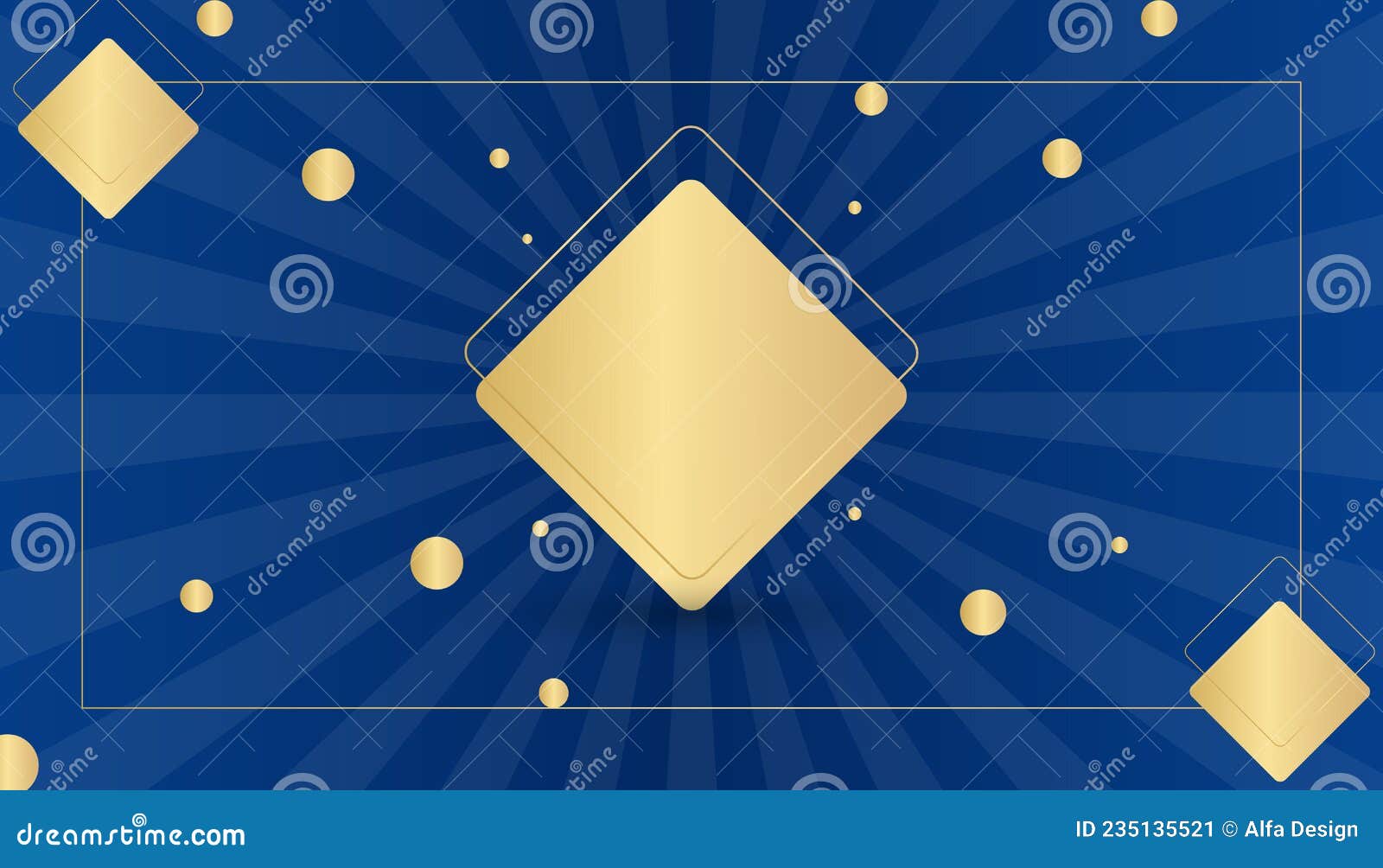 Abstract Blue Gold Background with Square Shapes Stock Illustration ...