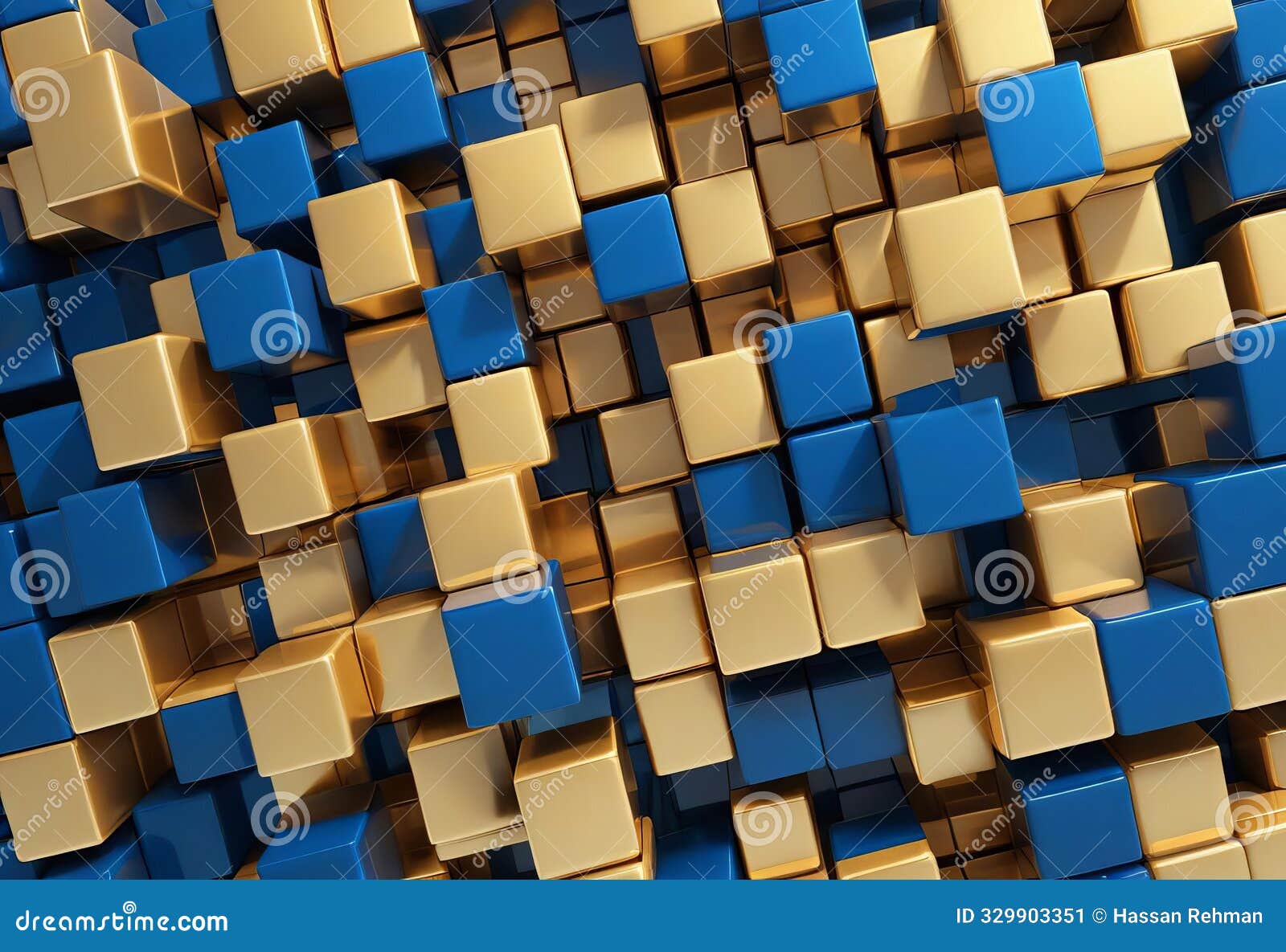 Abstract Blue and Gold Cubes Stock Illustration - Illustration of ...