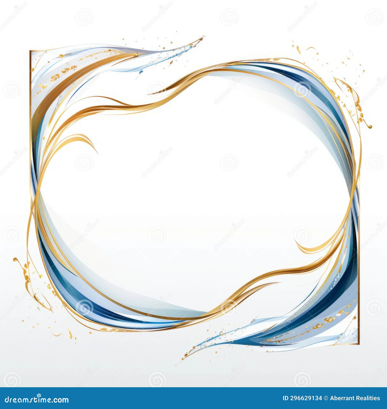 Abstract Blue and Gold Frame on a White Background Stock Illustration ...