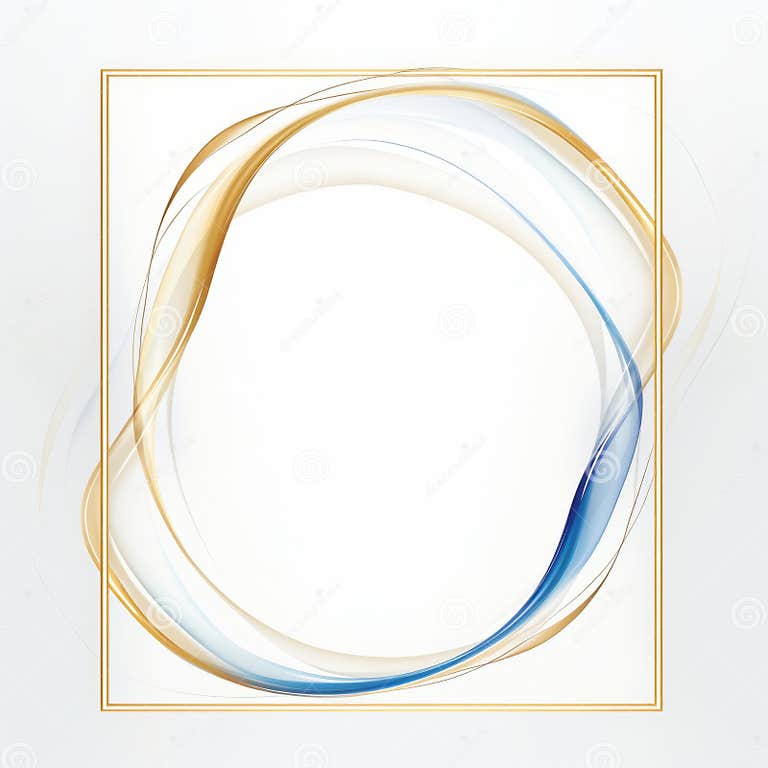 An Abstract Blue and Gold Frame on a White Background Stock ...