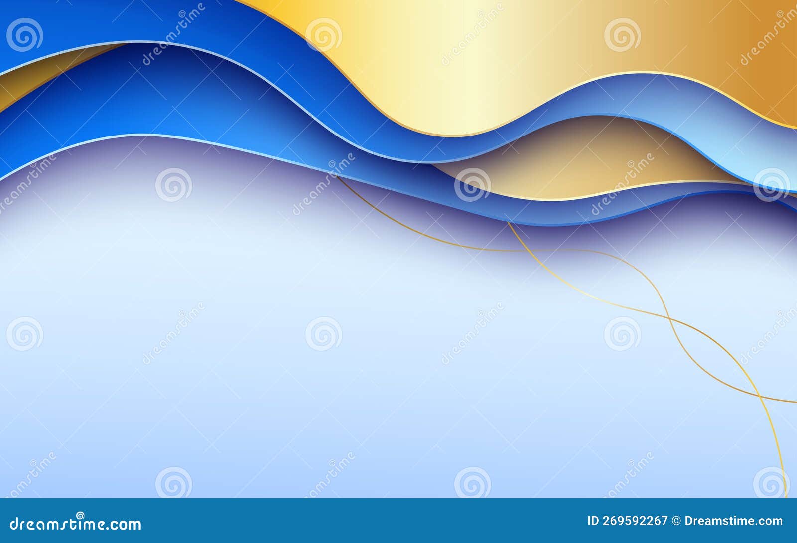 Abstract Blue Gold Gradient Papercut Overlap Layers Background. Stock ...
