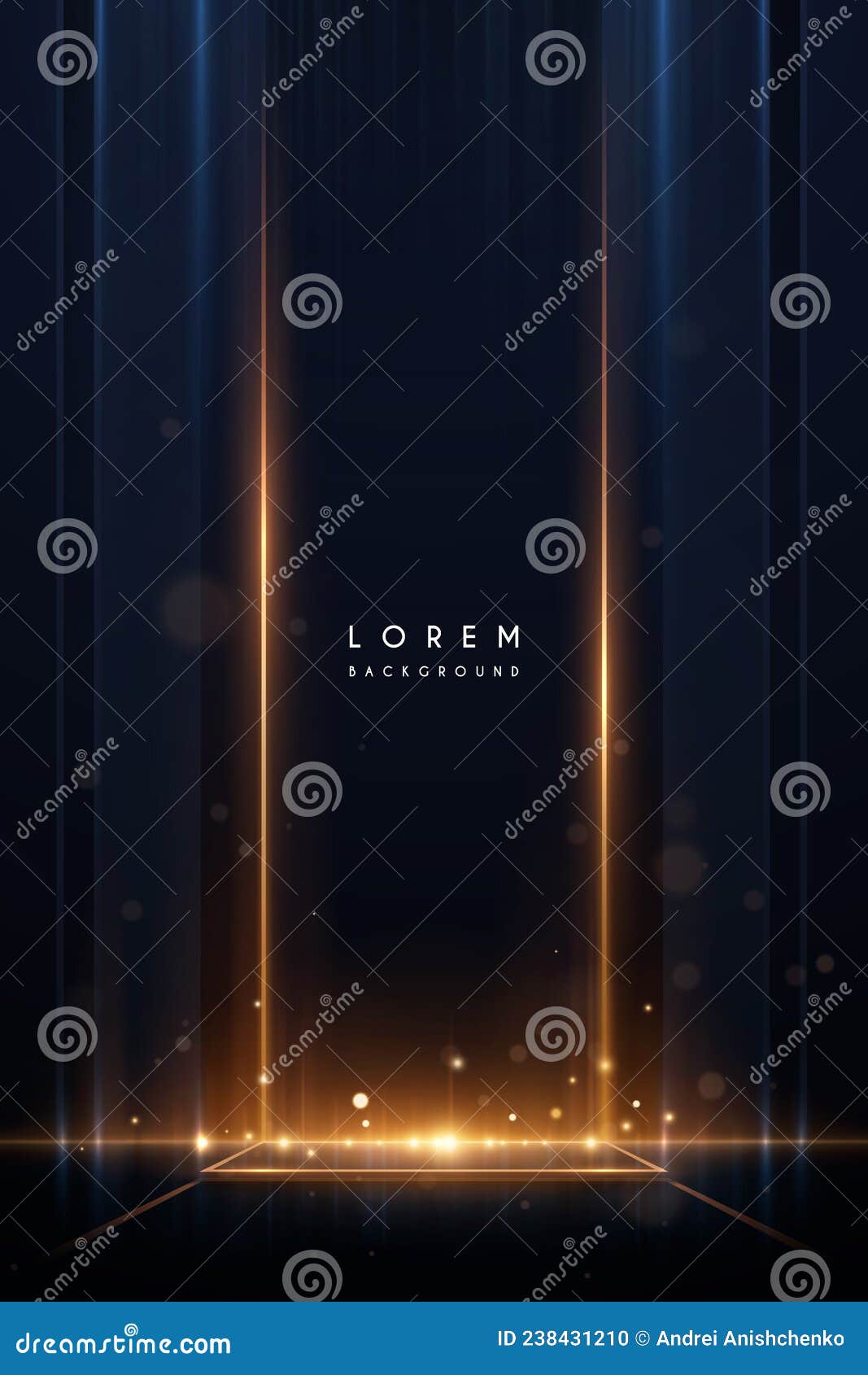 Abstract Blue and Gold Light Rays Effect Background Stock Vector ...