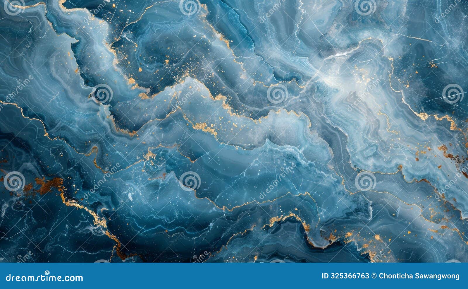 Abstract Blue and Gold Marble Texture Background. Swirling Pattern with ...