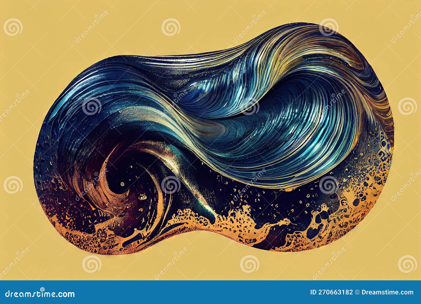 Abstract Blue and Gold Powder Waves Luxury Background. Stock ...