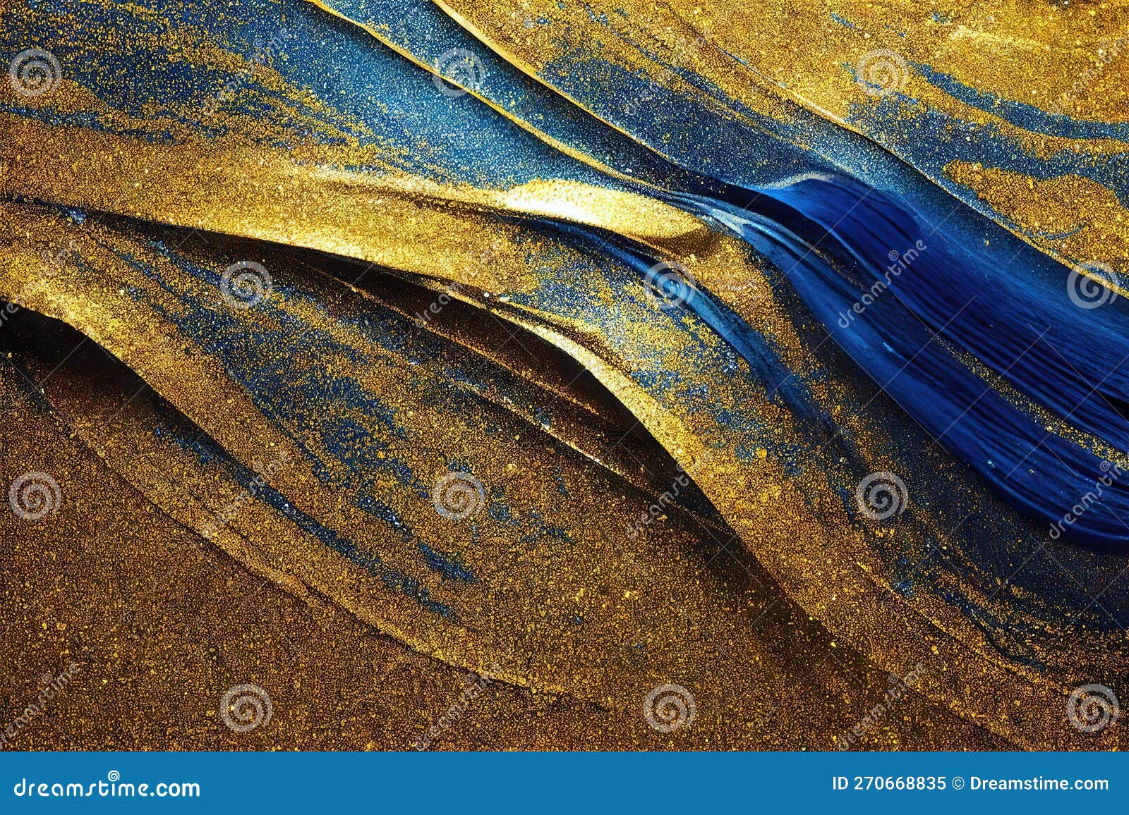 Abstract Blue and Gold Powder Waves Luxury Background. Stock ...