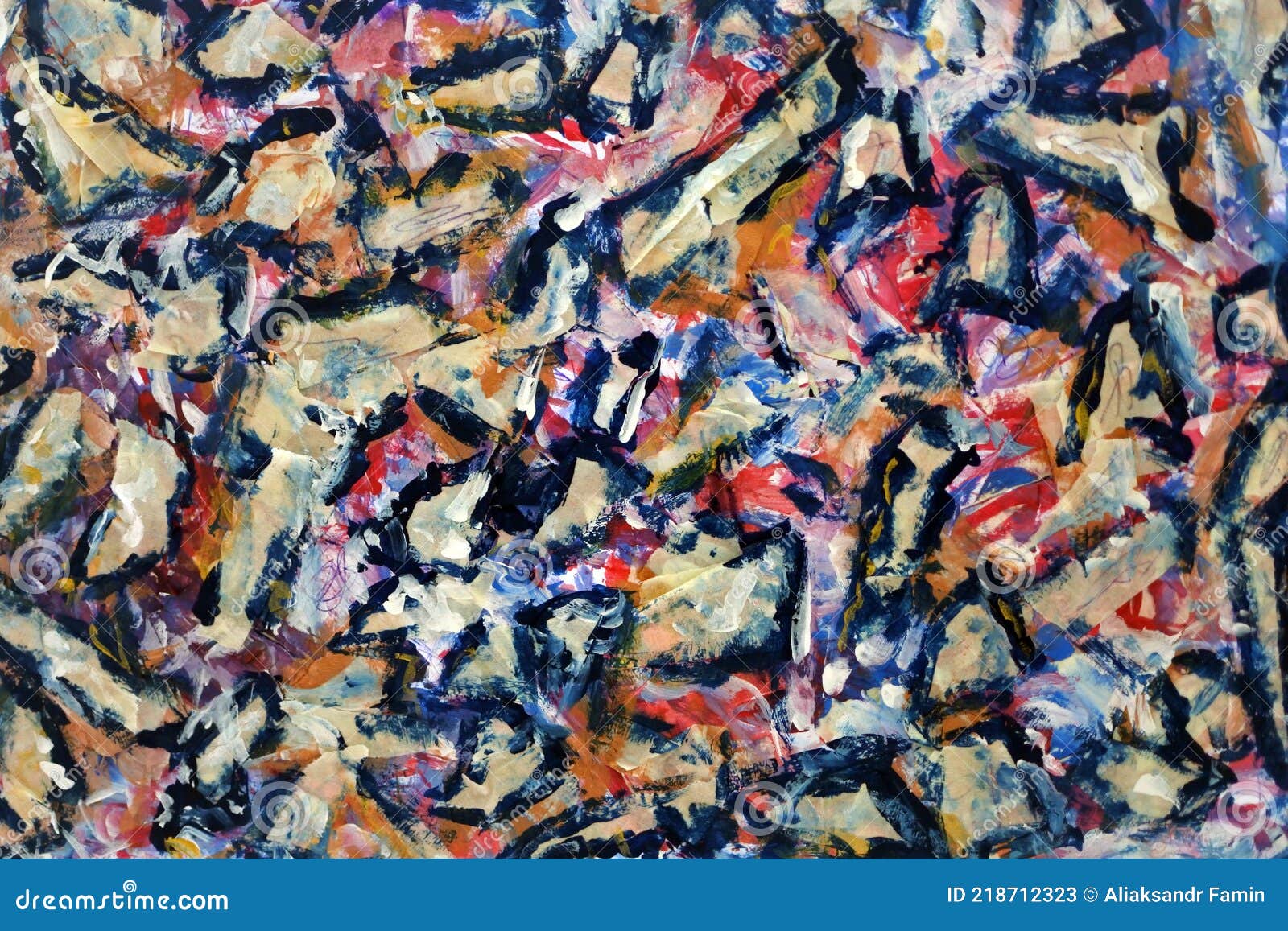 Abstract Blue and Gold Spots on a Multicolored Background. a Dirty ...