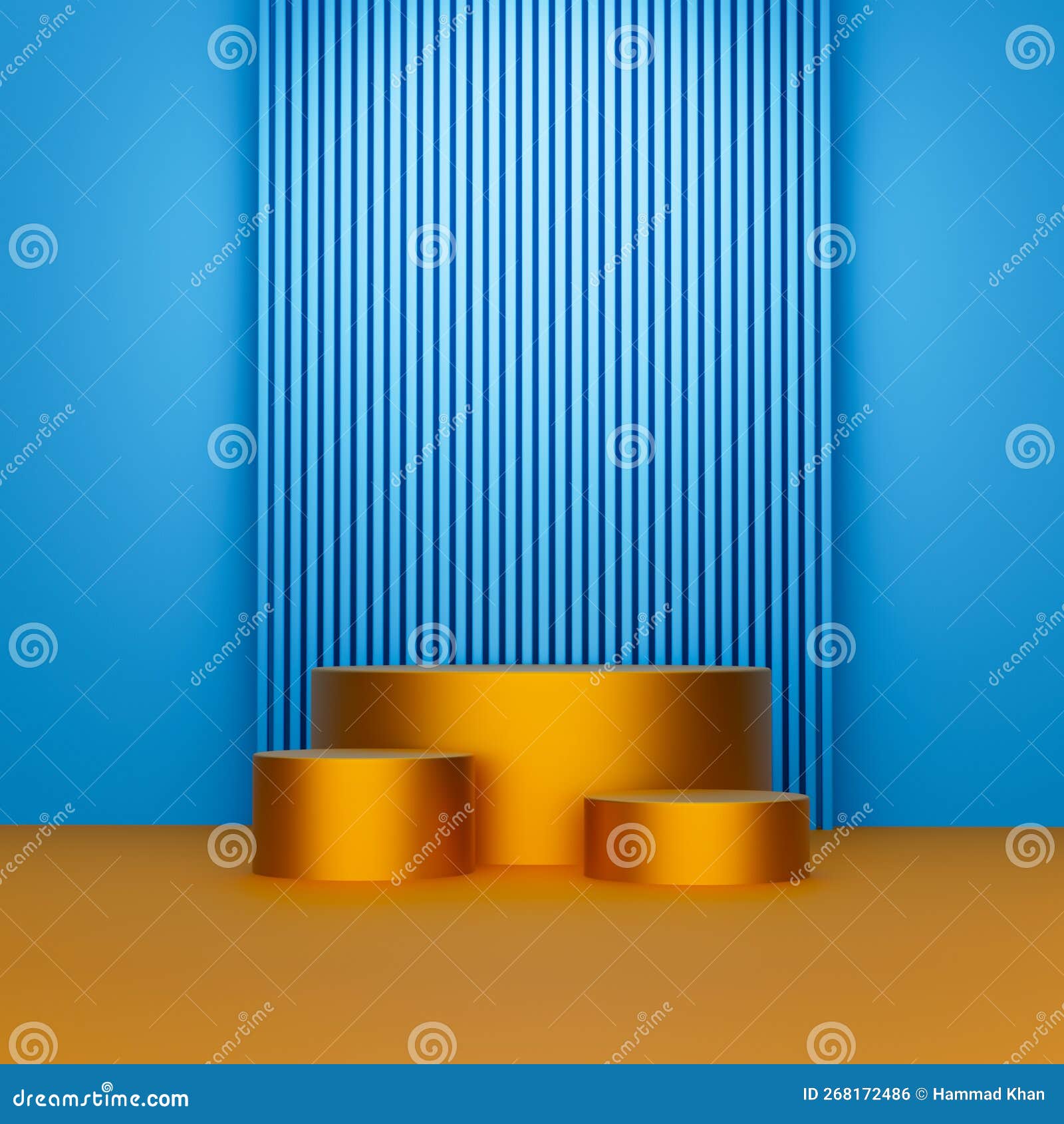 Abstract Blue and Gold Stage Product Display, 3d Illustration Stock ...