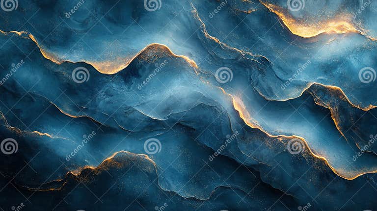 Abstract Blue and Gold Wave Pattern in Smooth Texture with Subtle ...