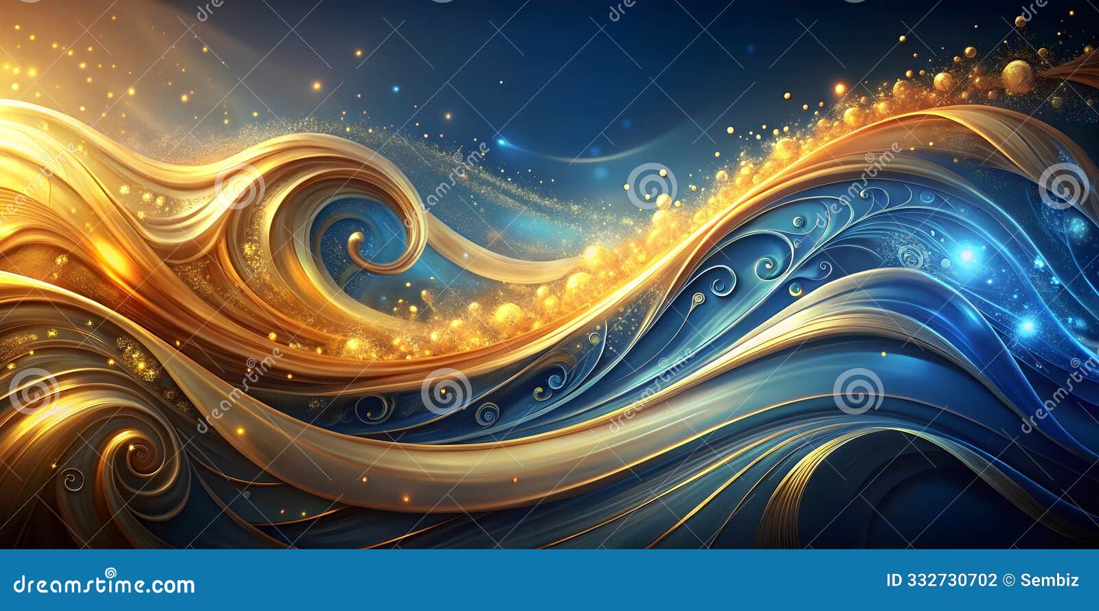 Abstract Blue and Gold Waves for Desktop Wallpaper Stock Illustration ...