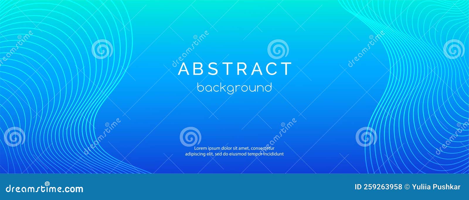 Abstract Blue Gradient Minimal Banner. Vector Wavy Long Background ...