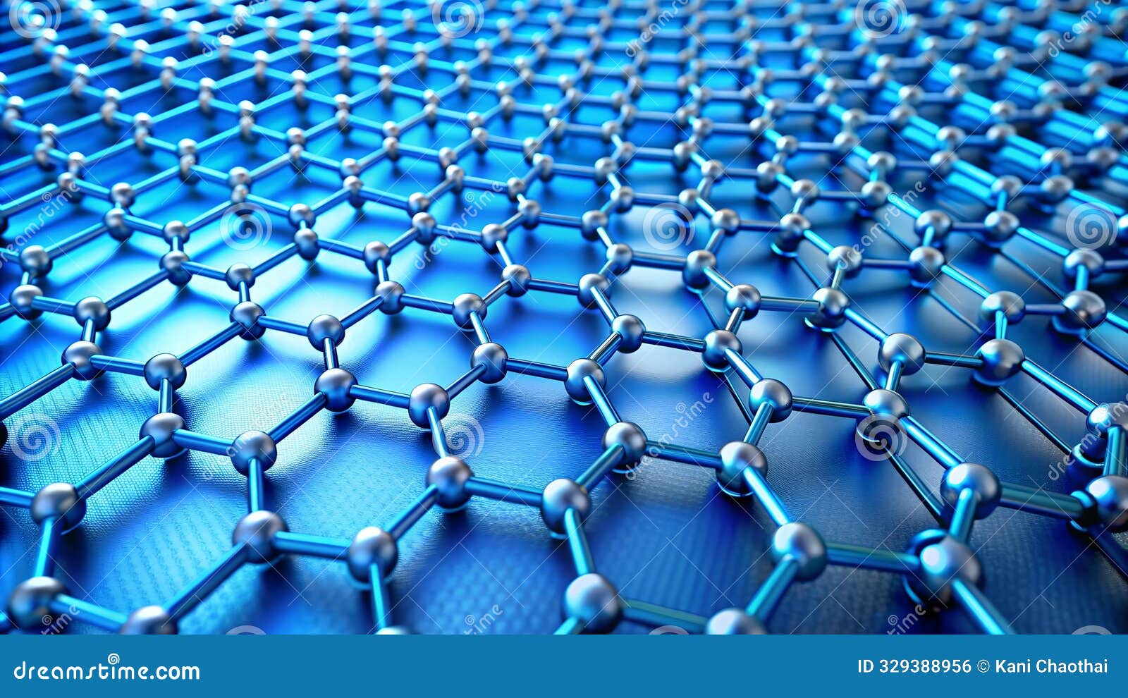 Graphene Nanostructure Sheet At Atomic Scale. 3d Illustration ...