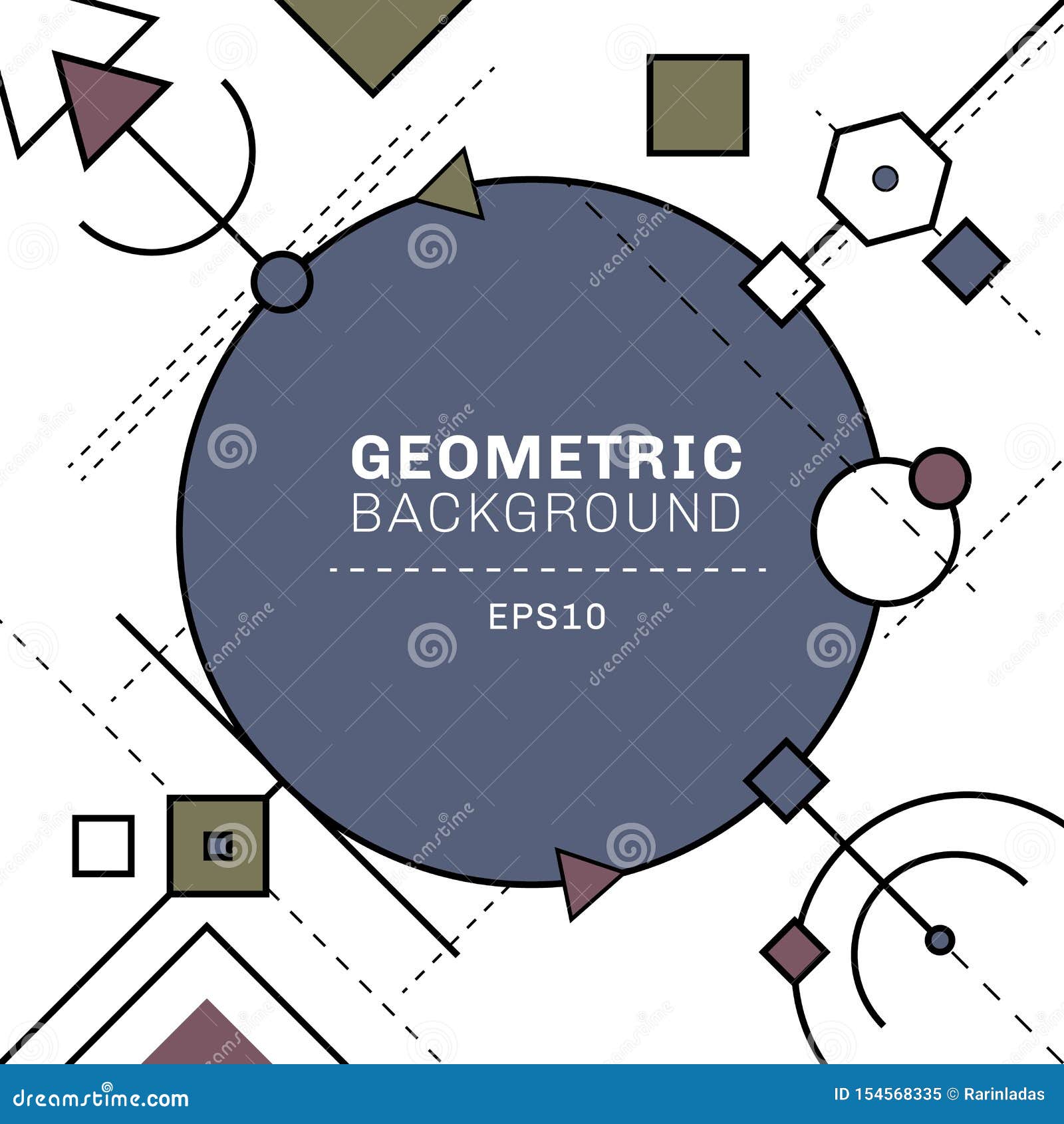 Abstract Blue and Gray Geometric and Dash Lines Composition on White ...