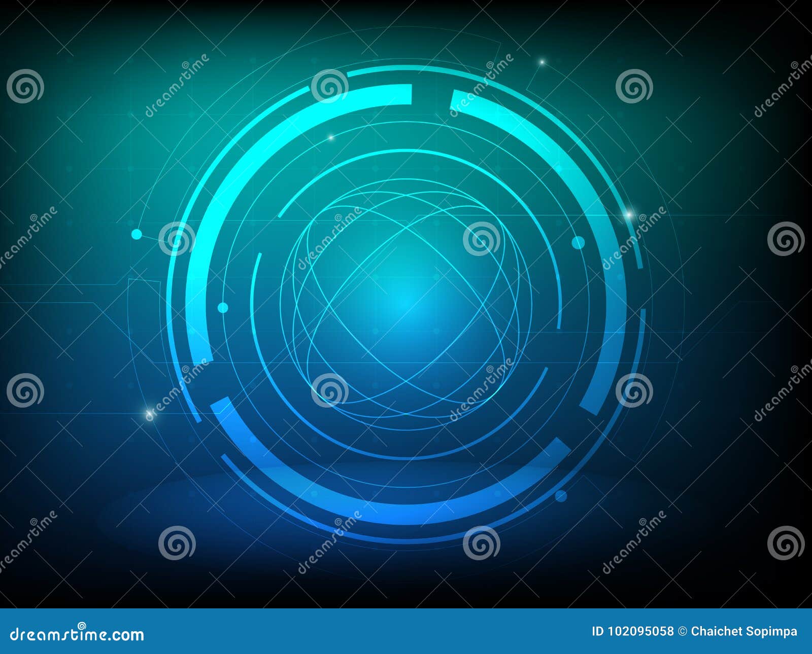 Abstract Blue Green Circle Digital Technology Background, Futuristic ...