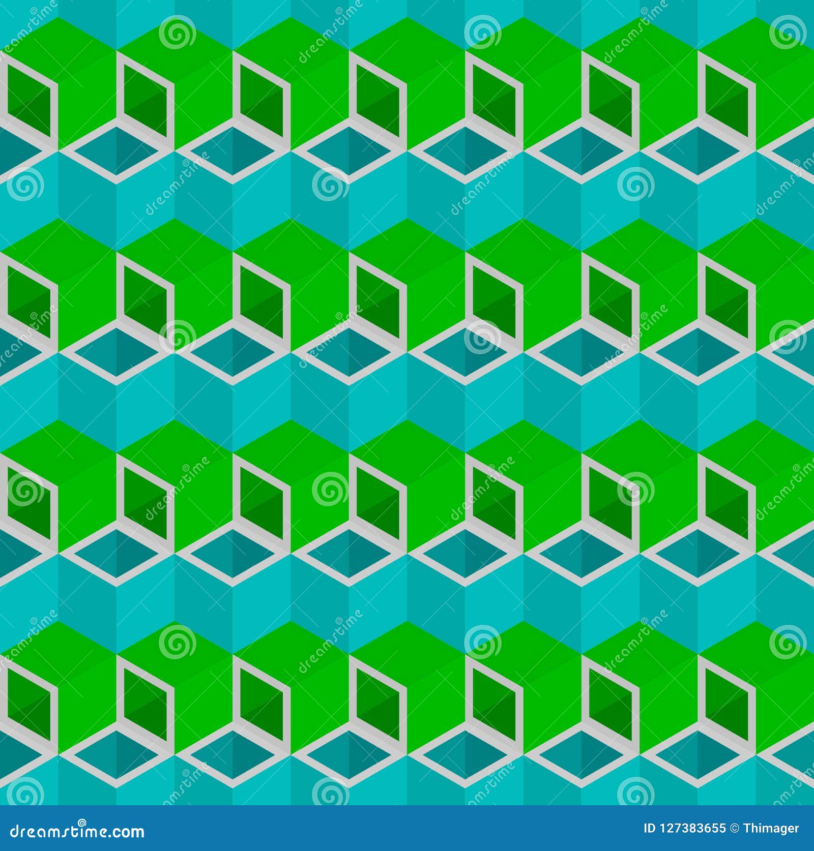 Abstract Blue and Green Cube Patterns Background. Stock Illustration ...