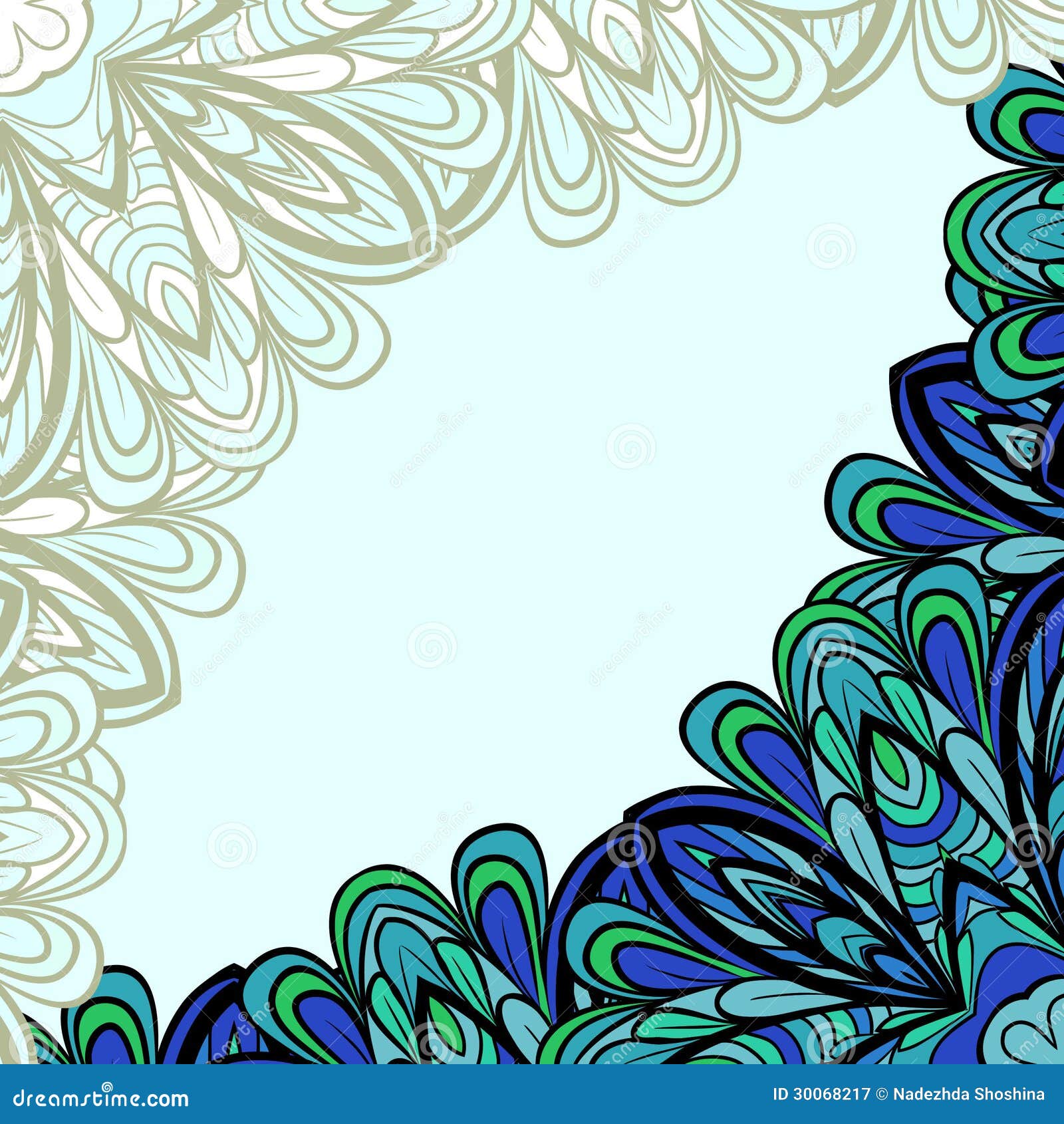Blue-green floral frame stock vector. Illustration of flower - 30068217