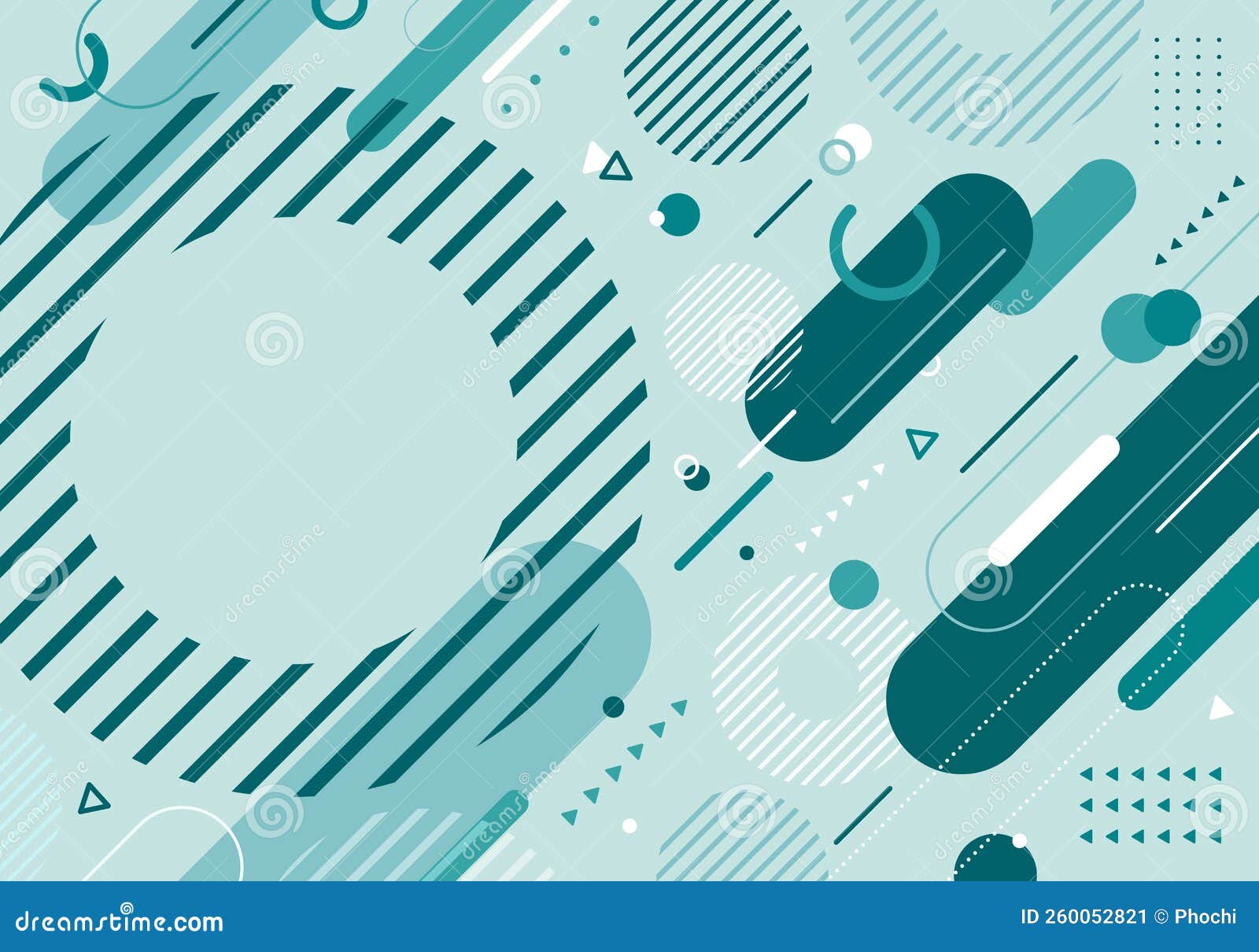 Abstract Blue Or Green Pastel Color Geometric Elements Pattern Memphis