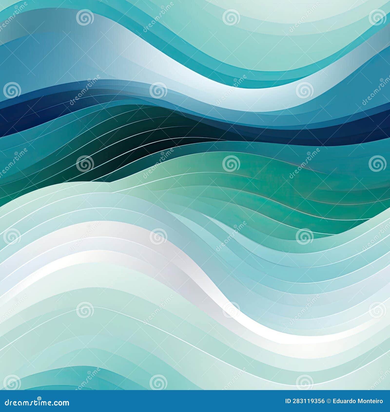 Abstract Blue and Green Waves with Layered Forms and Soft Lines (tiled ...