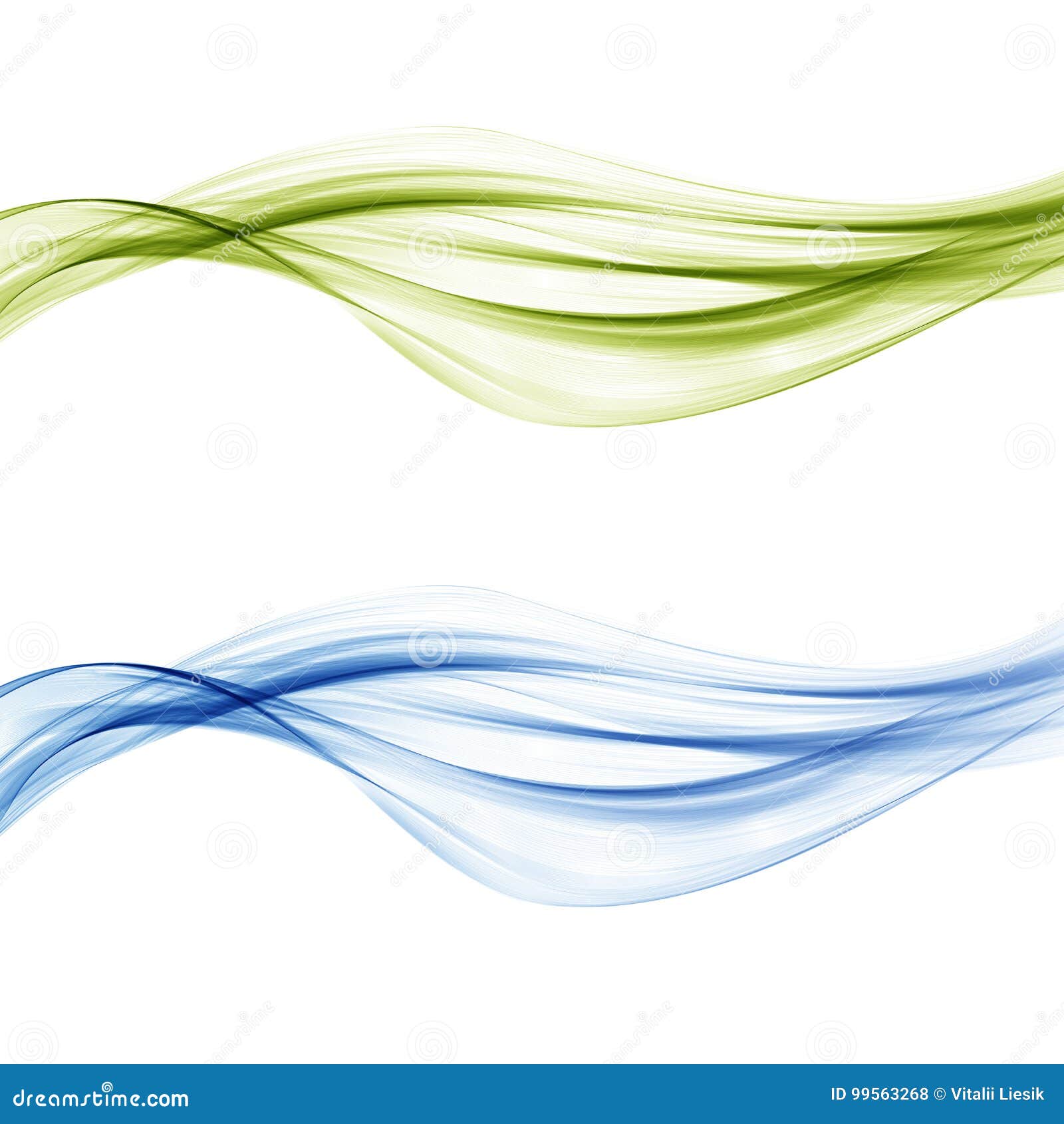 Abstract Blue and Green Waves Set Stock Vector - Illustration of bright ...