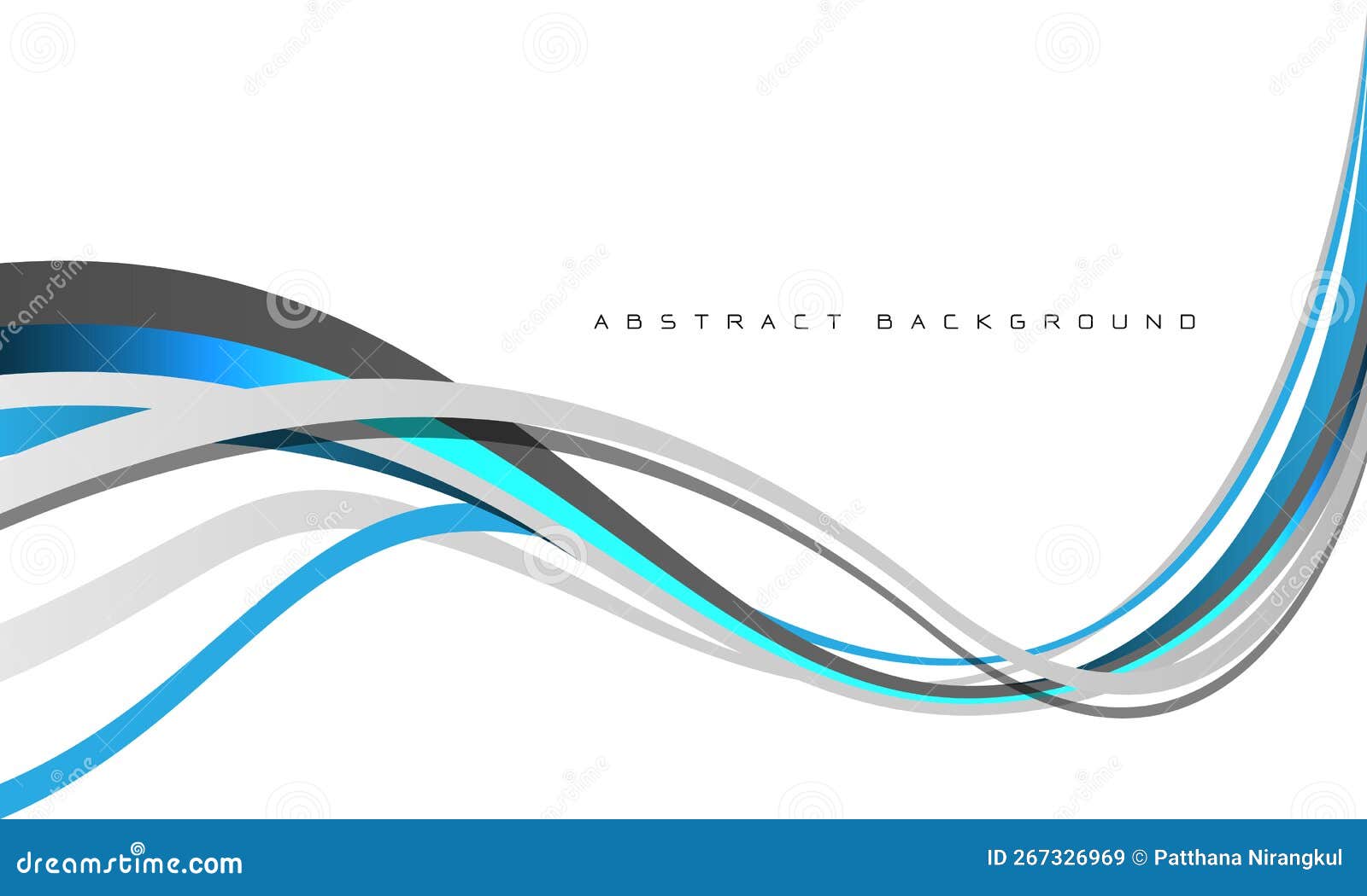 Abstract Blue Grey Line Curve Wave Overlap on White with Blank Space ...