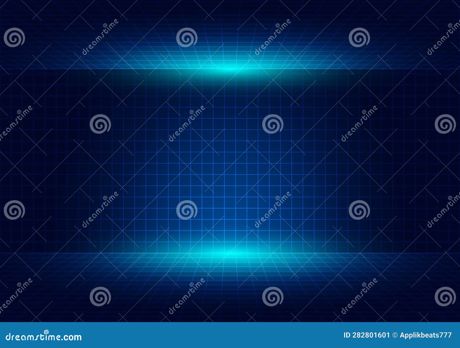 Abstract Blue Grid Perspective Design Background with Lighting Stock ...
