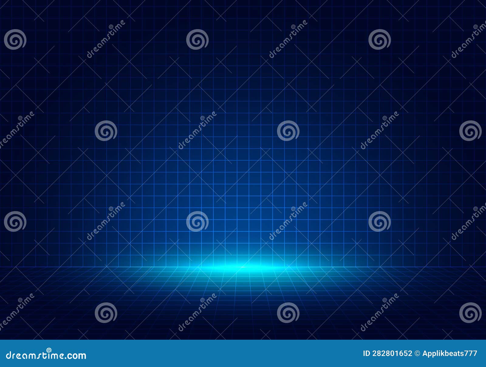 Abstract Blue Grid Perspective Design Background with Lighting. High ...
