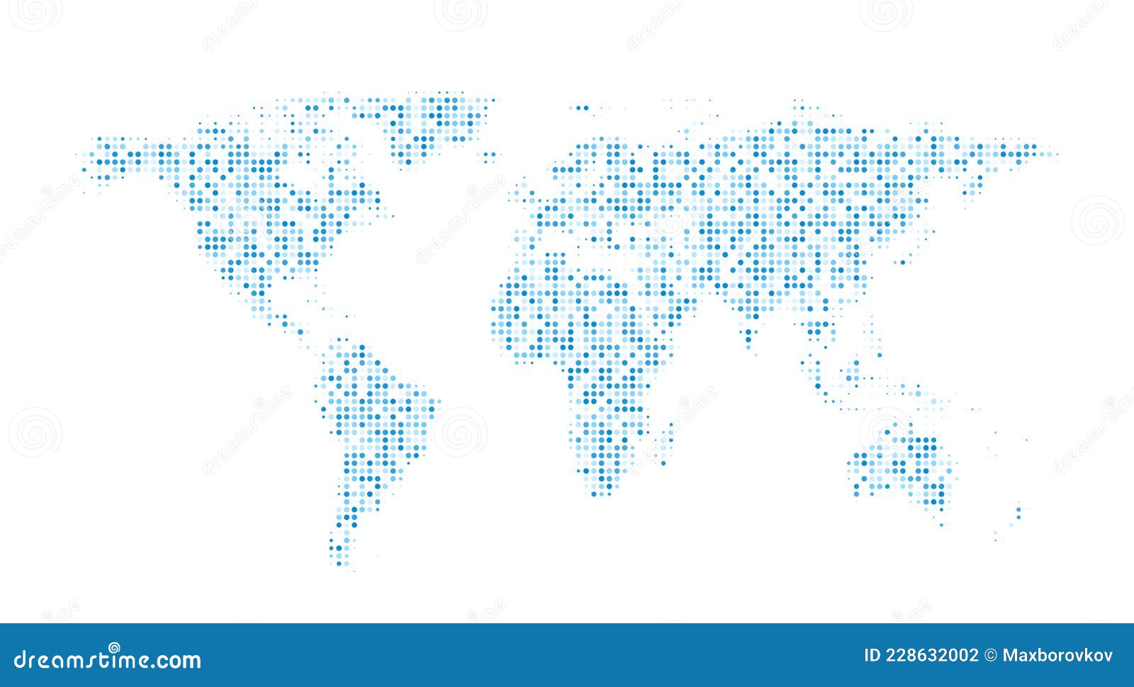 Abstract Blue Halftone Dotted World Map Stock Vector - Illustration of ...