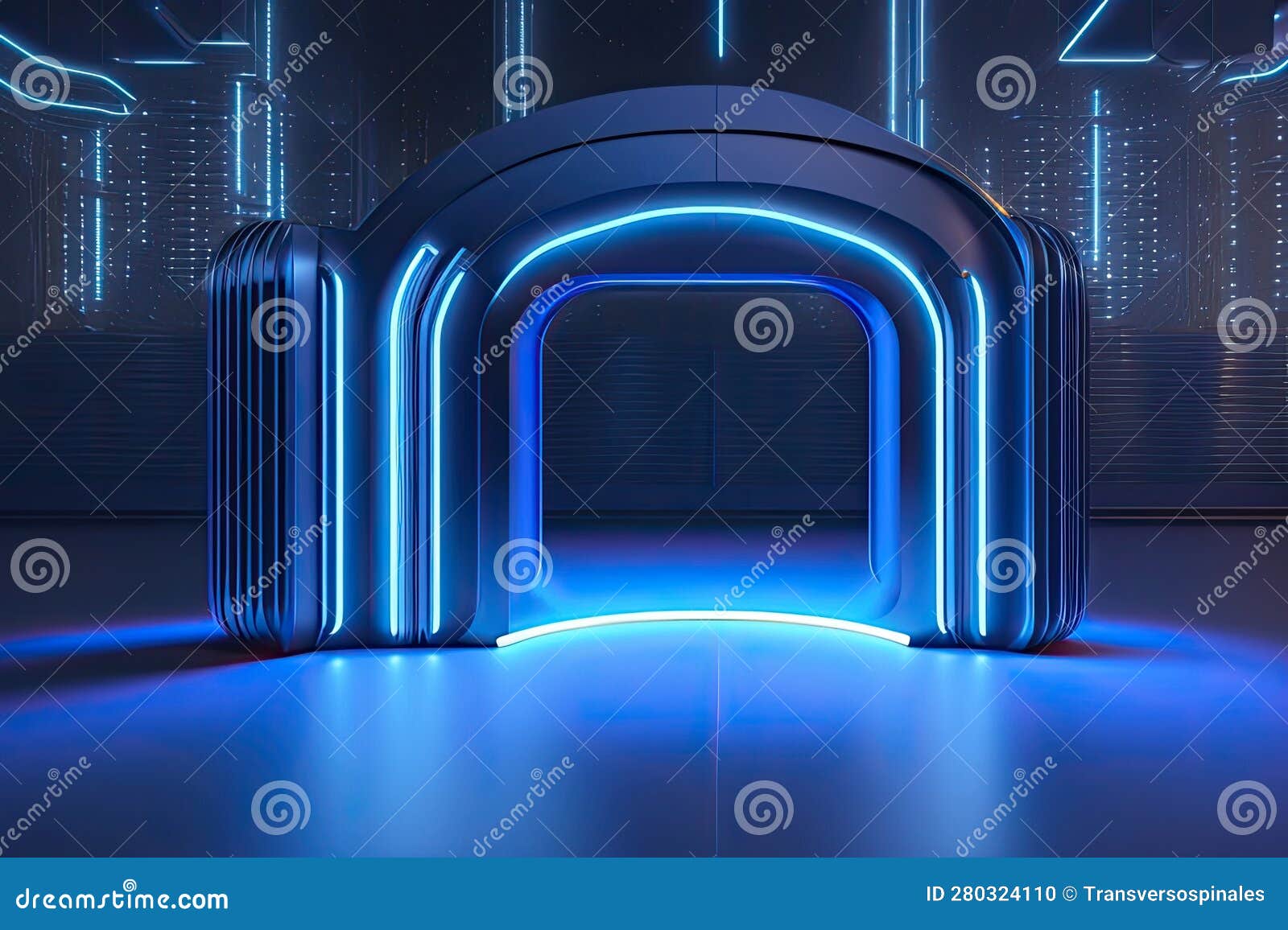 Abstract Blue Hall Background Generative AI Stock Illustration ...