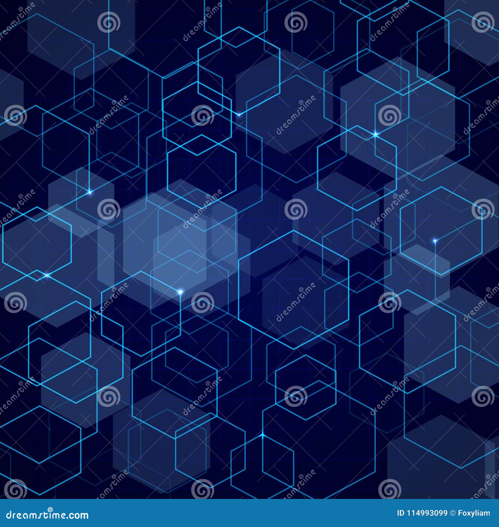Abstract Blue Hexagon Grid Background Stock Vector - Illustration of ...