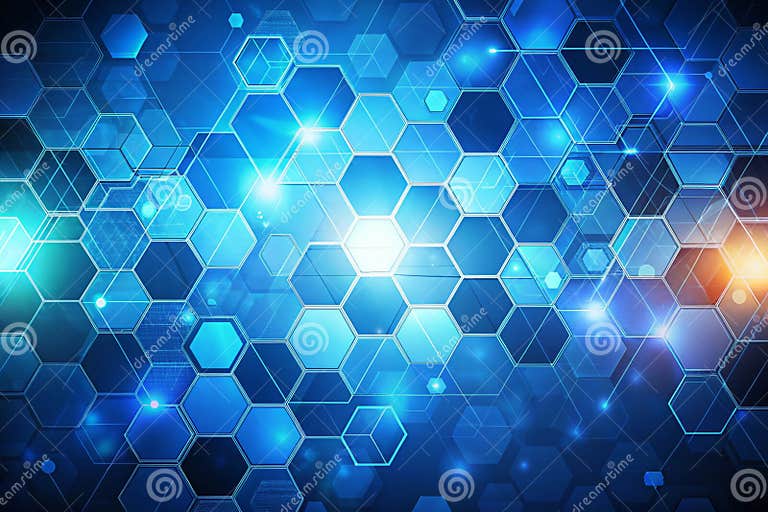 Abstract Blue Hexagonal Technology Background with Futuristic Design Stock Illustration ...