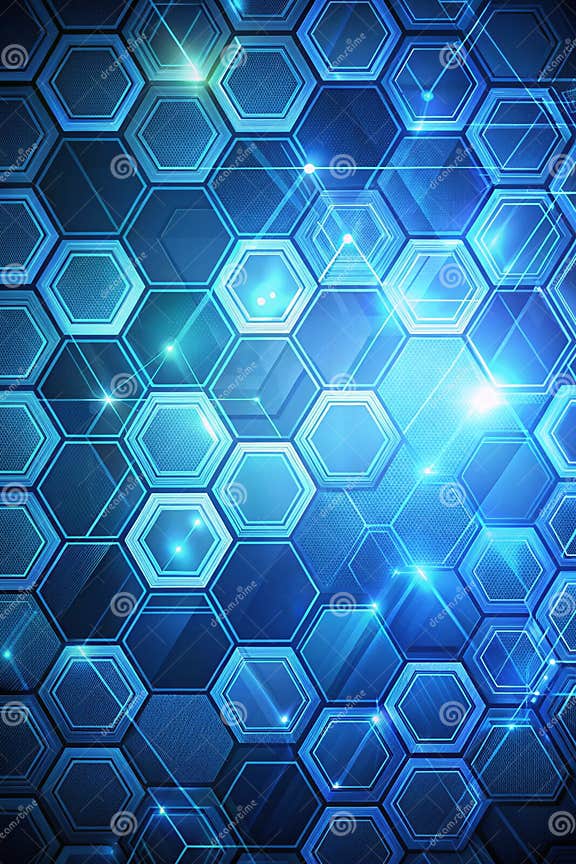 Abstract Blue Hexagonal Technology Background with Futuristic Design Stock Illustration ...
