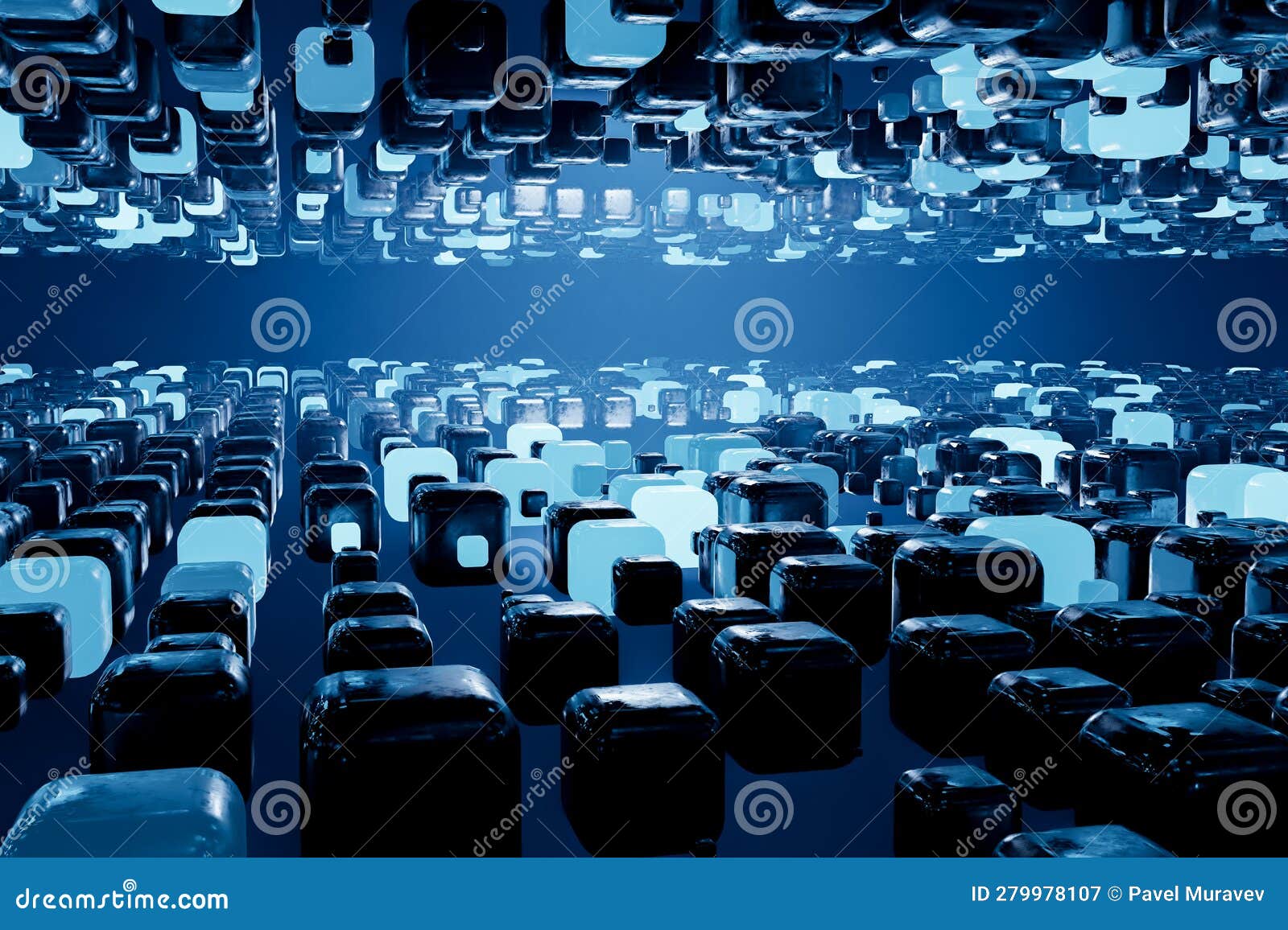 Abstract Blue High Tech Background of 3d Cubes. Abstract Geometric ...