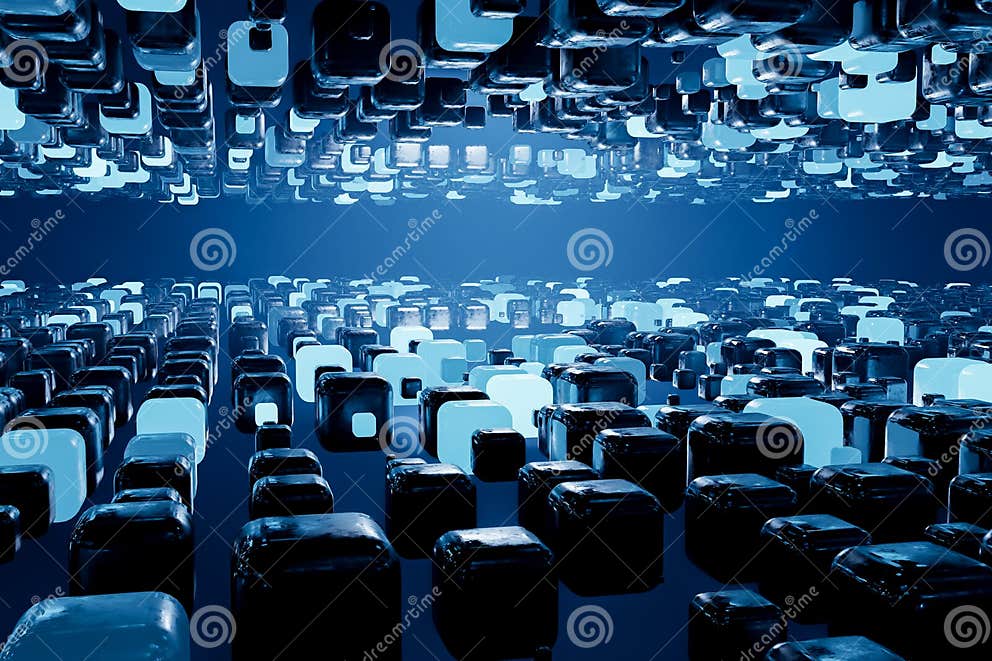 Abstract Blue High Tech Background of 3d Cubes. Abstract Geometric ...