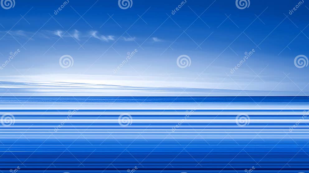 Abstract Blue Horizon with Striped Patterns and Clouds. Stock Photo ...