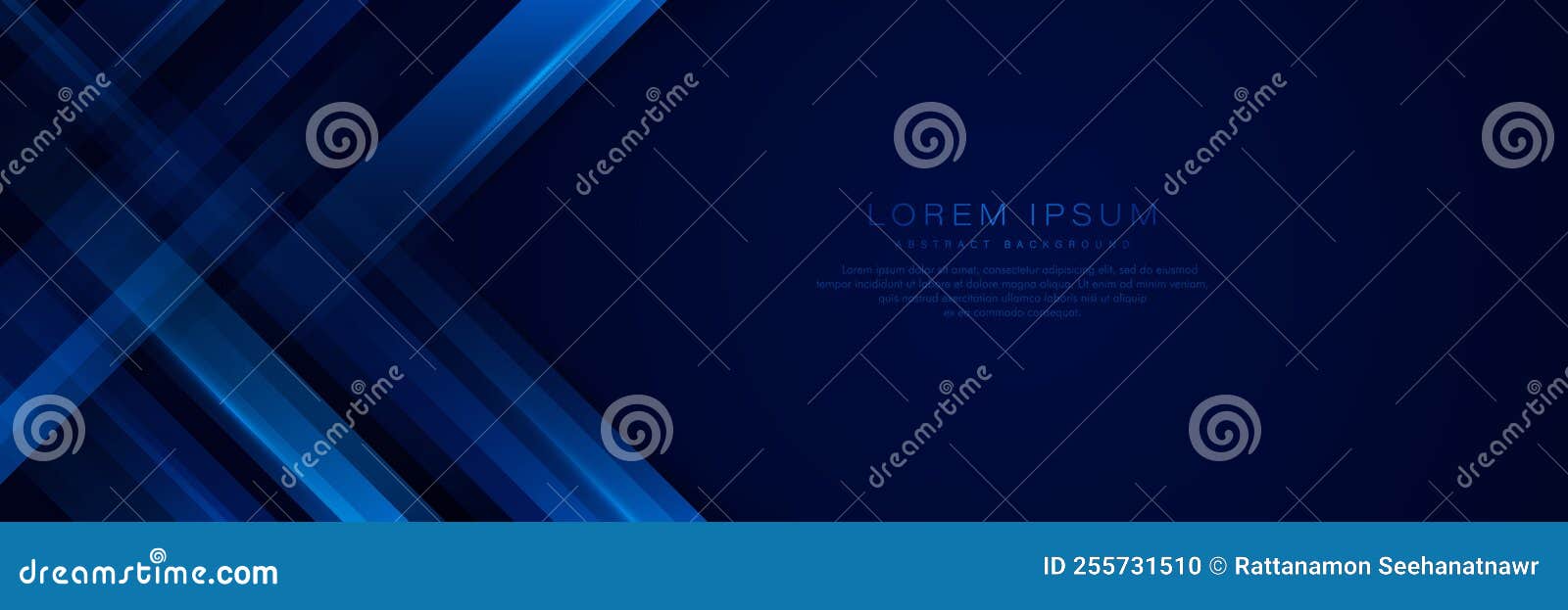 Abstract Blue Horizontal Banner Background with Geometric Diagonal ...