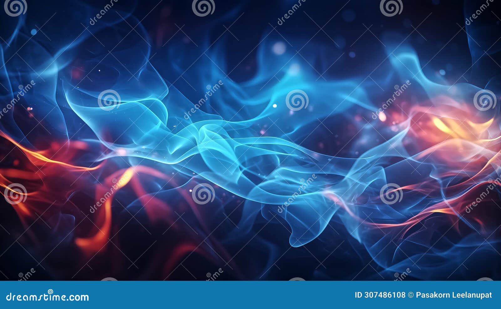 Abstract Blue and Hot Energy with Dynamic Light Effects on Dark Stock ...