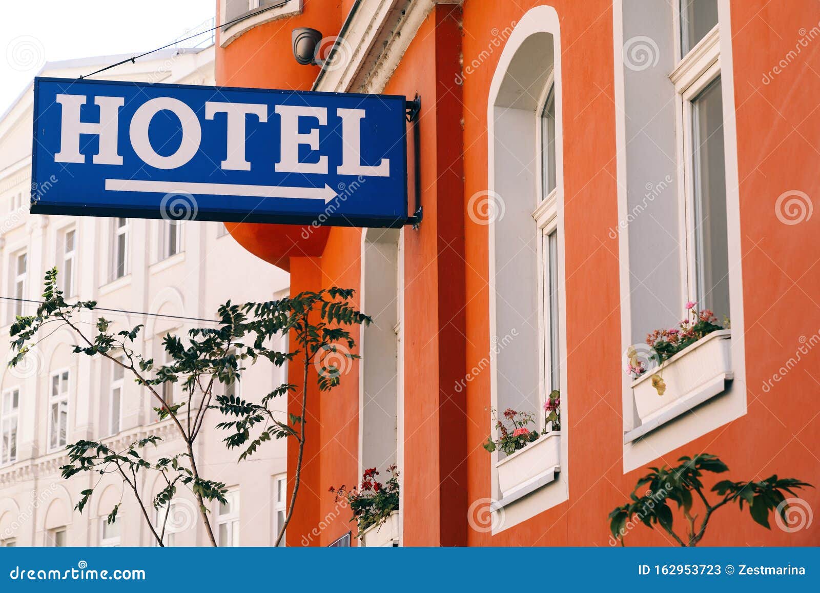 Abstract Blue Hotel Signboard Stock Image - Image of housing, exterior ...